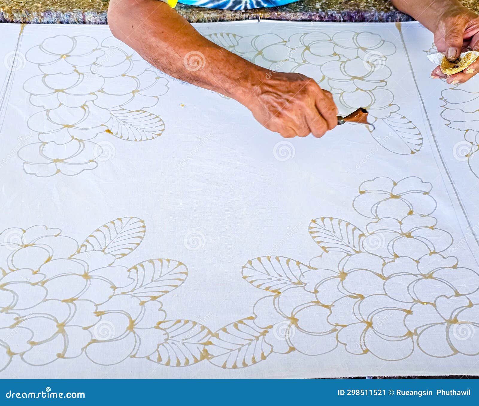 Making Batik by Drawing Beautiful Patterns by Hand Stock Image - Image ...