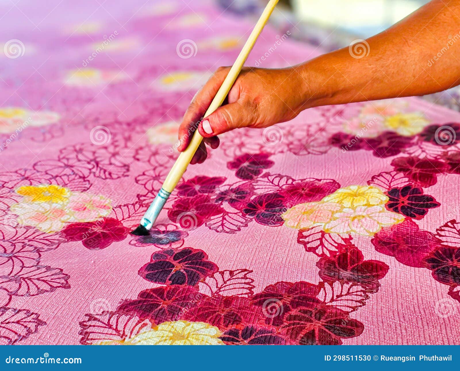 Batik Fabric with Beautiful Colorful Patterns in Thailand Stock Photo ...