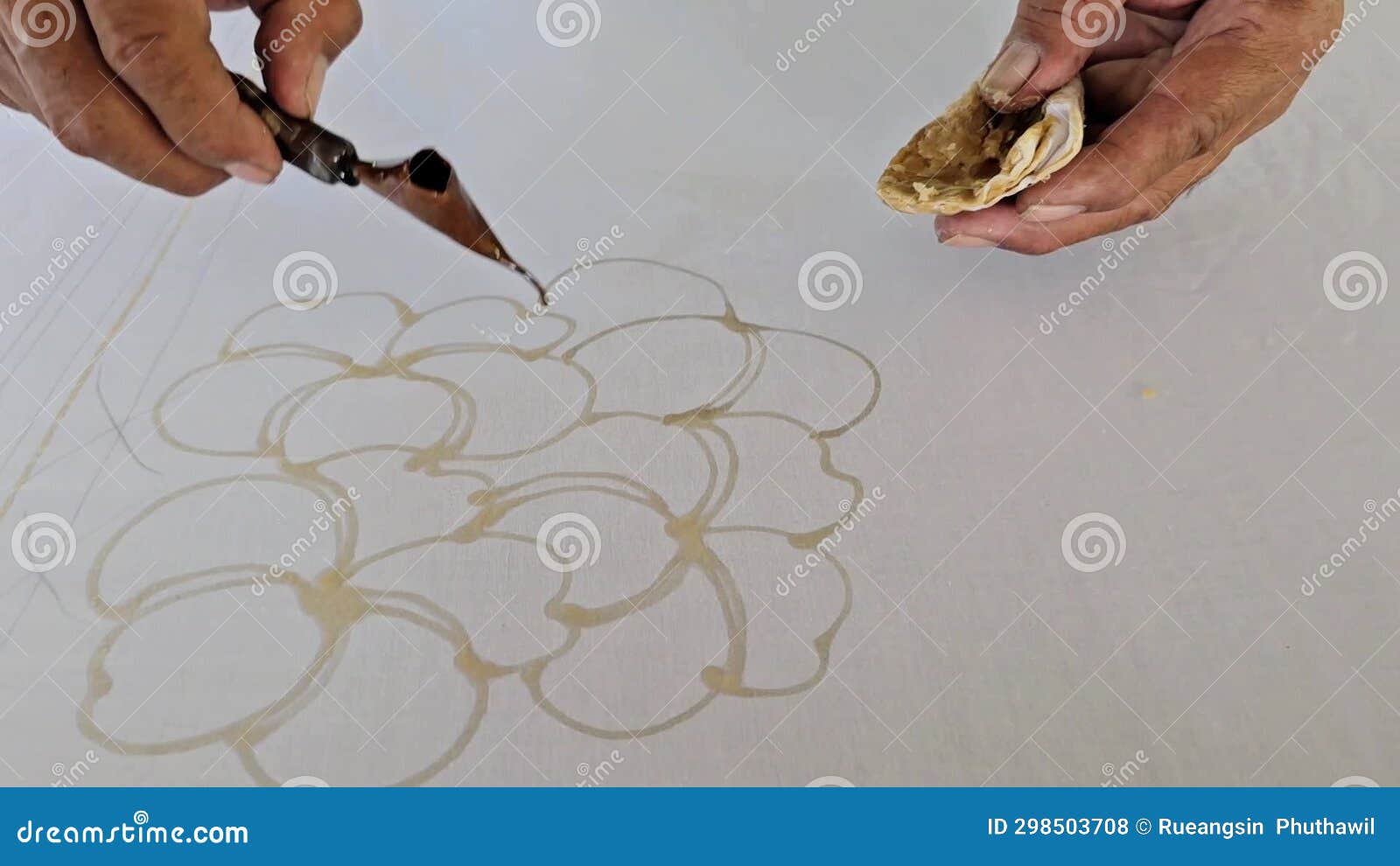 Making Batik by Drawing Beautiful Patterns by Hand. Stock Footage ...