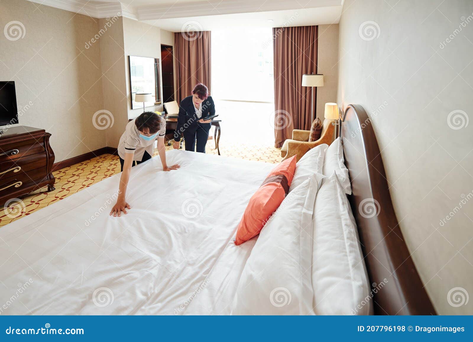 Making Bed Under Managers Control Stock Photo - Image of clean ...