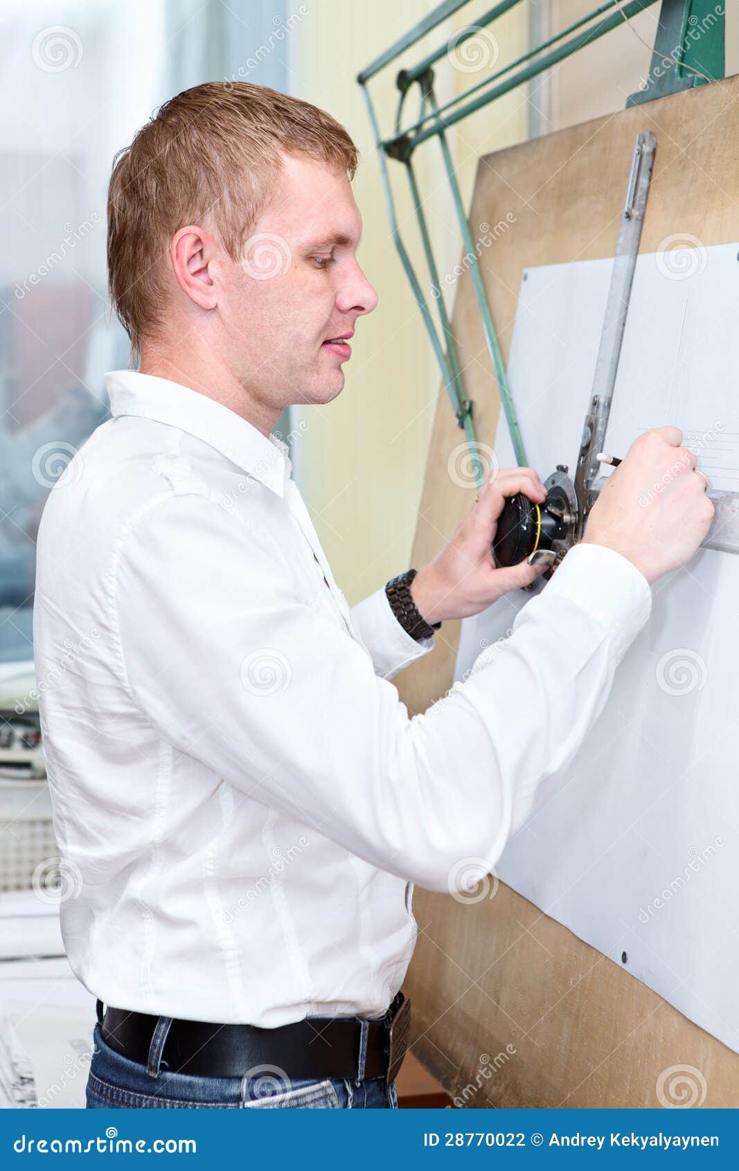 Making a Blueprint Project with Drawing Board Stock Photo - Image of ...