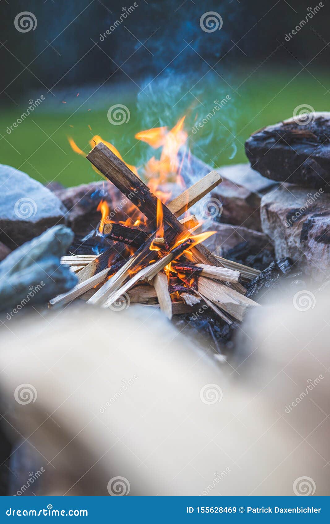 Making a Bonfire: Small Flame on a Camping Trip, Adventure Outdoors ...