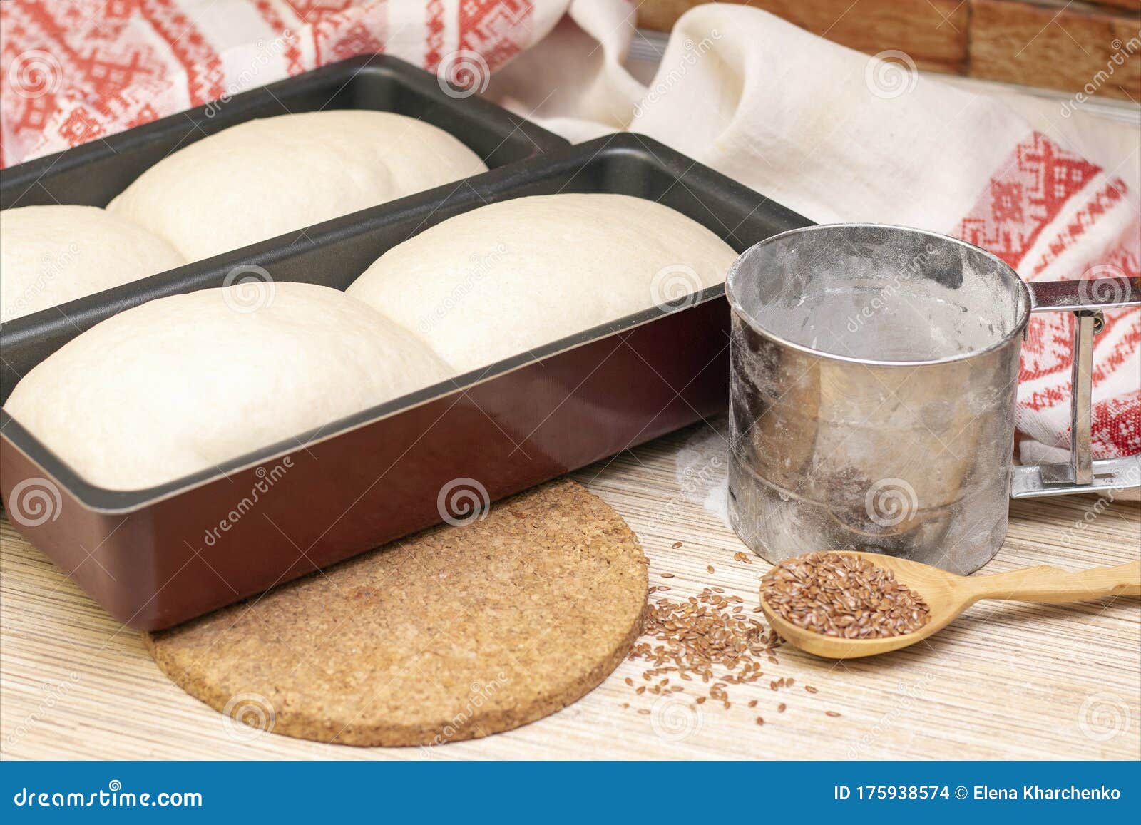 Making Bread. the Dough is in the Mold Stock Photo - Image of hand ...