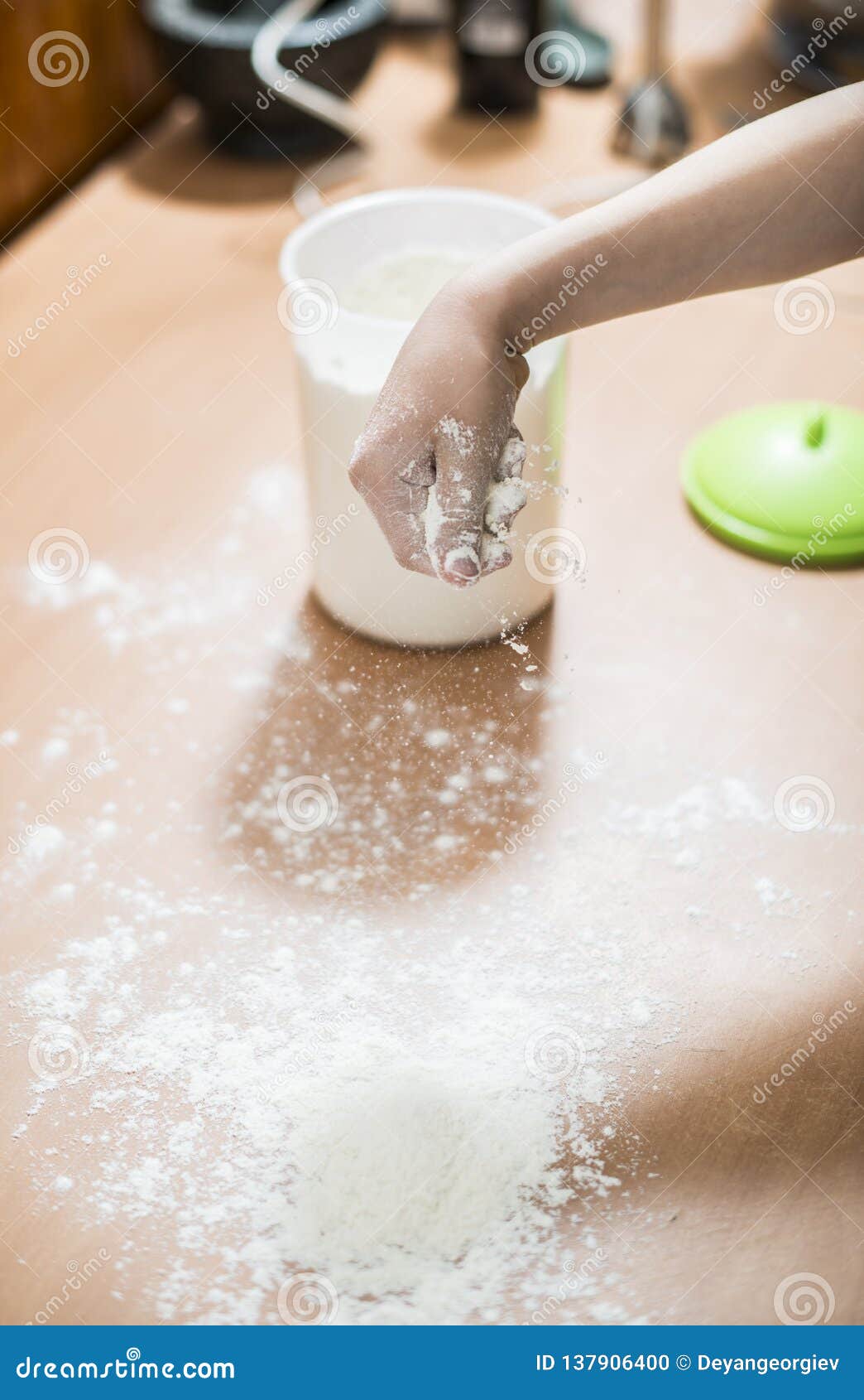 Making bread in a kitchen stock photo. Image of bake - 137906400