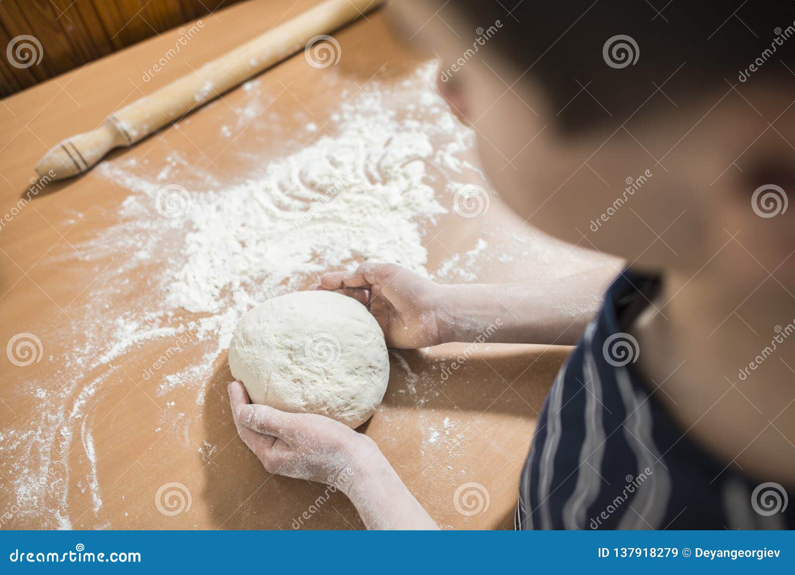 Making bread in a kitchen stock image. Image of making - 137918279