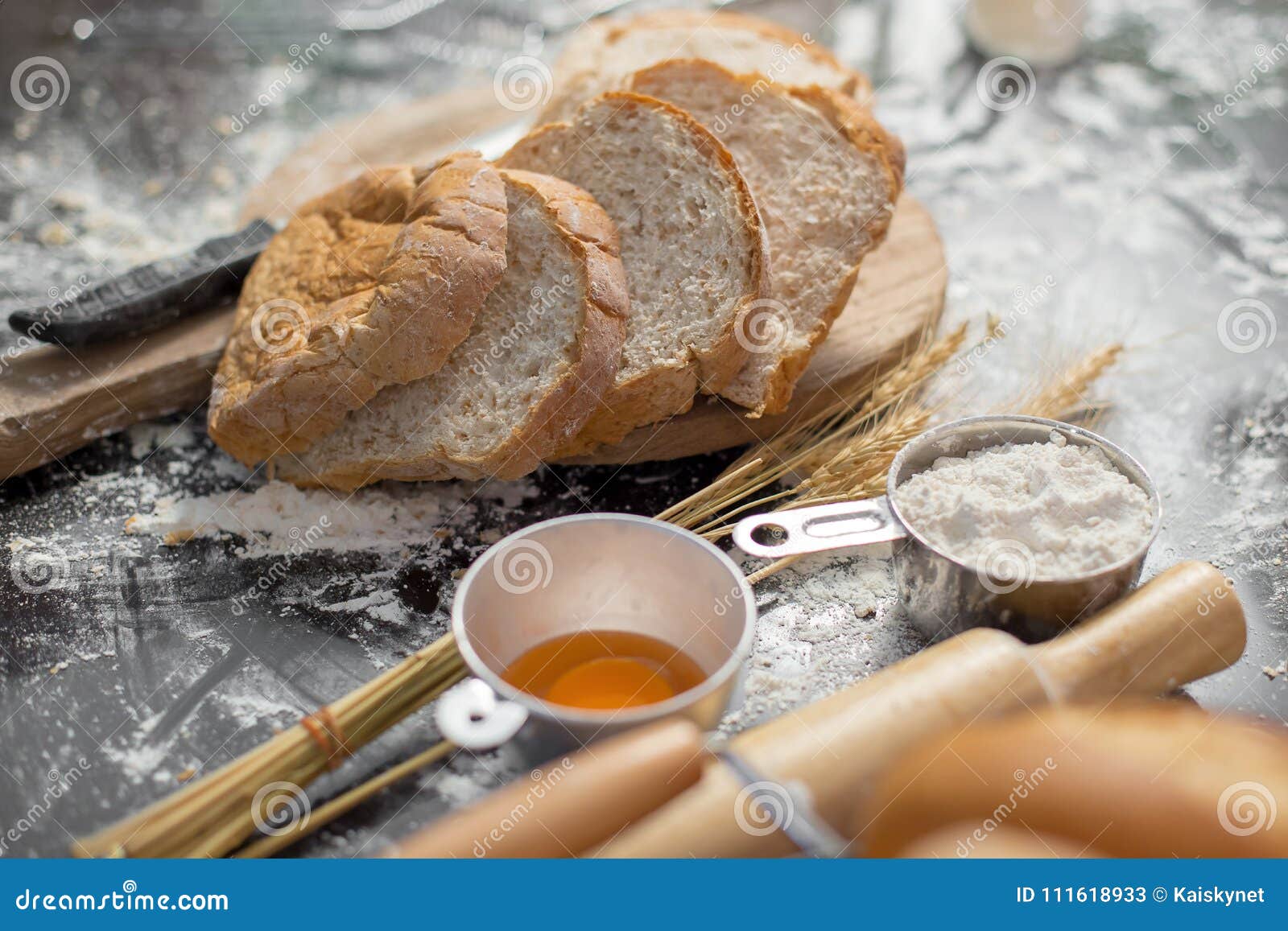 Making Bread in Rustic Style, Different Kinds of Bread Rolls on Stock ...