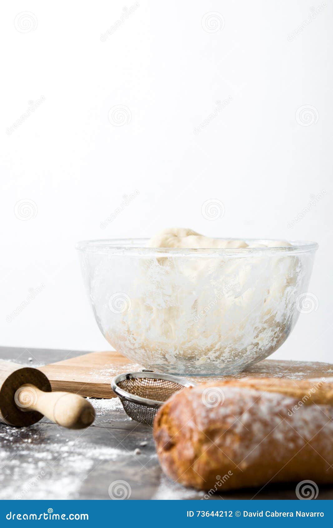 Making Bread.Wooden Board with Bread Dough Stock Photo - Image of woman ...