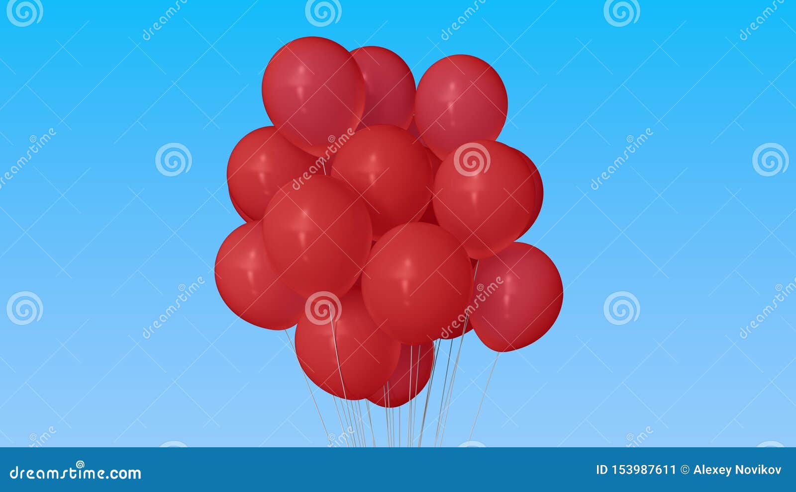 A Bunch of Red Helium Balloons. 3D Rendering Stock Illustration ...