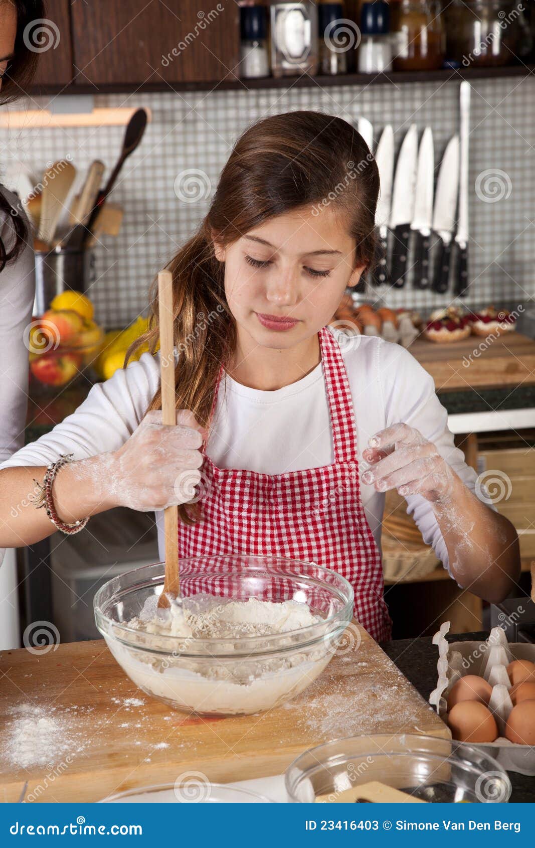 Making cakes stock image. Image of bowl, dough, brunette - 23416403