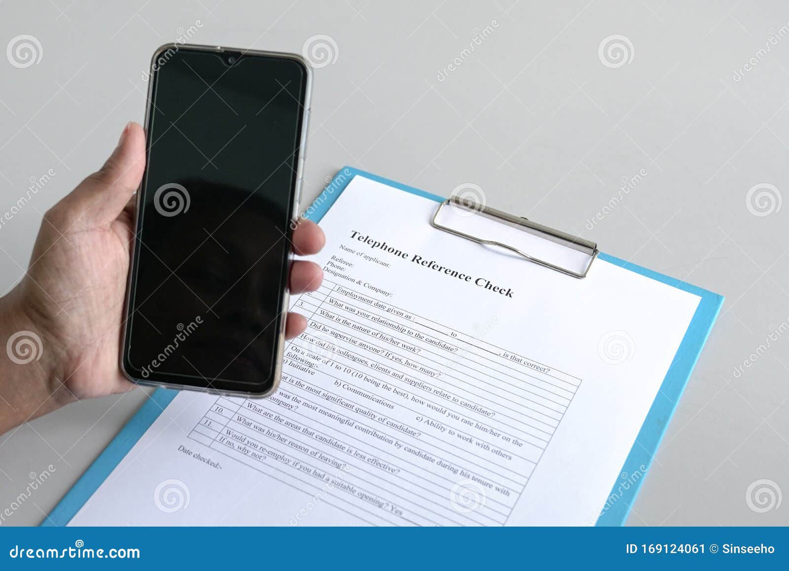 Telephone Reference Check Form on Potential Employees Stock Image ...