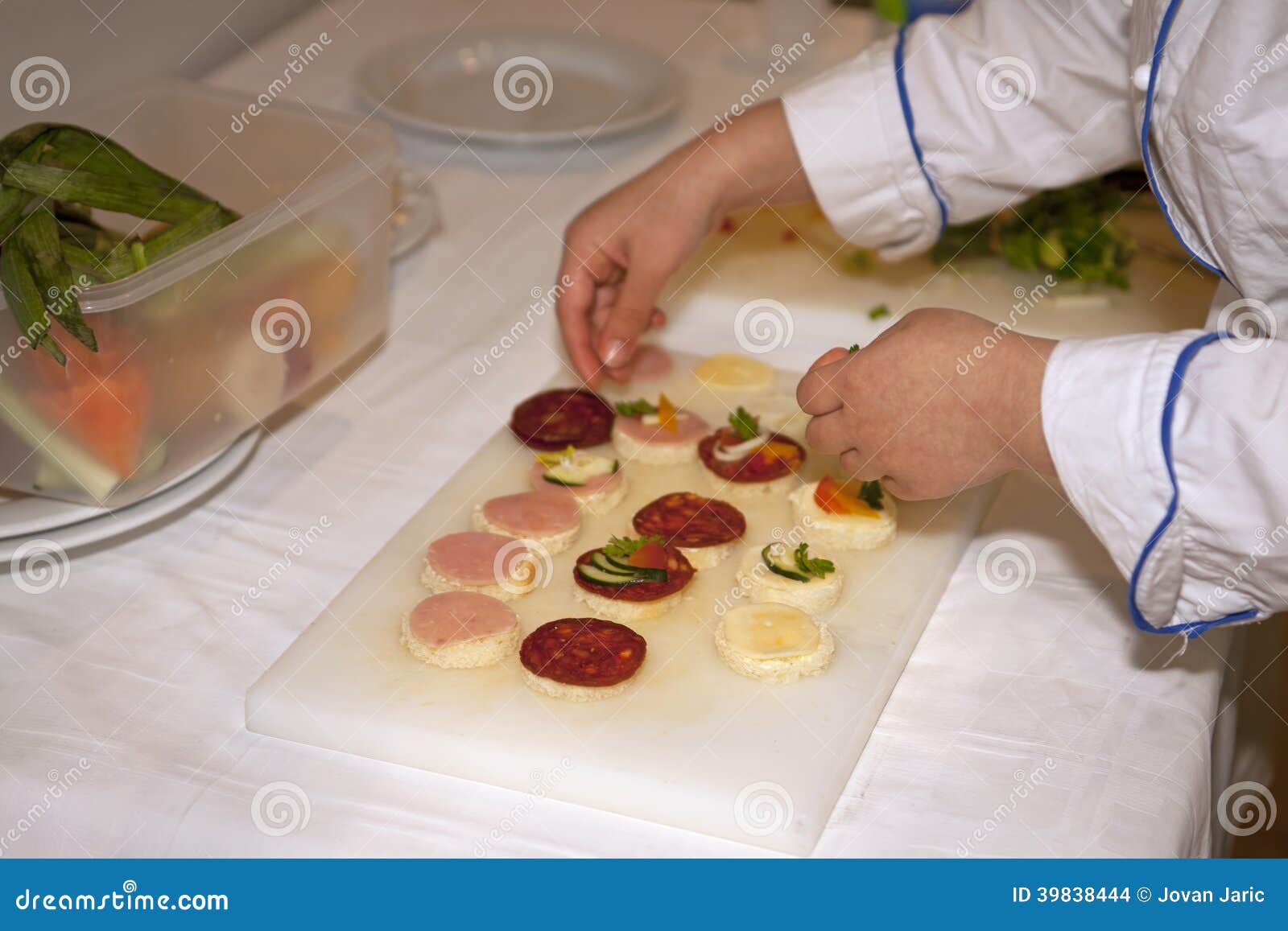 Making canapes stock photo. Image of bread, breakfast - 39838444
