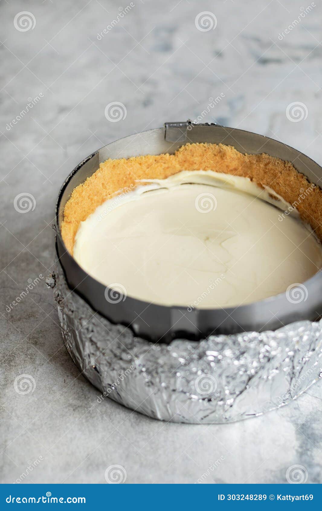Making Cheesecake in a Baking Form in the Kitchen Stock Image - Image ...