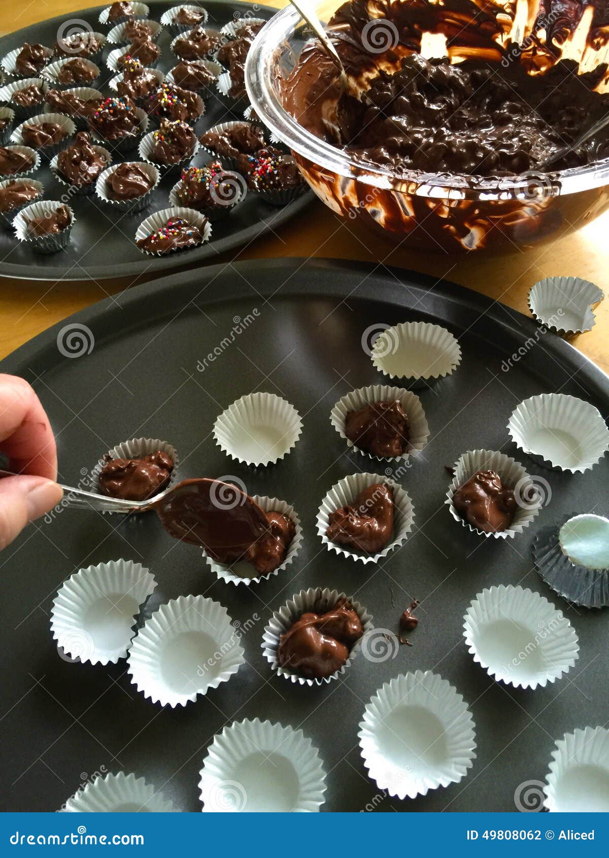 Making Chocolate Candy with Nuts Stock Photo - Image of phone ...