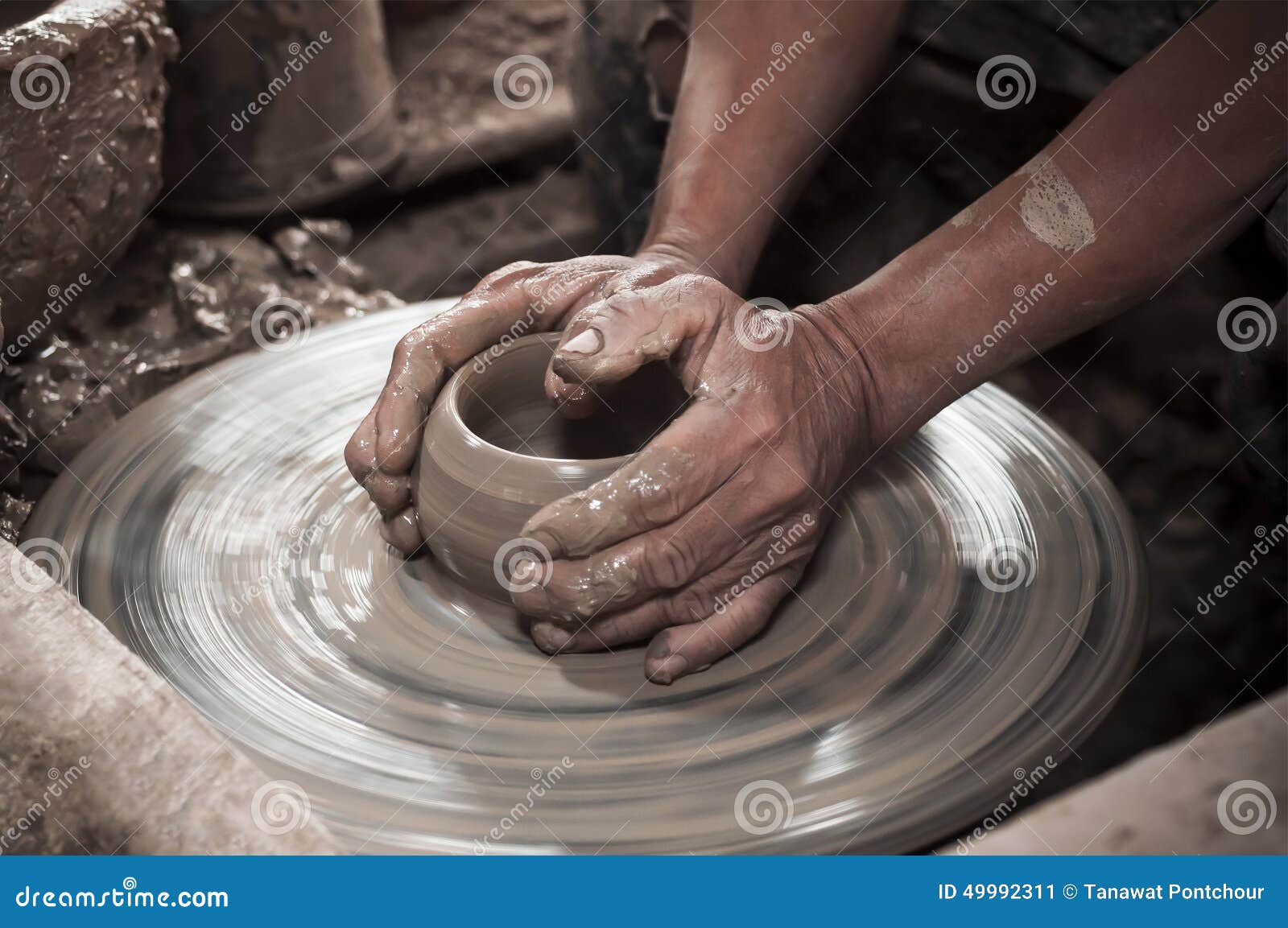 Making clay pot stock image. Image of ceramic, manufacturing - 49992311