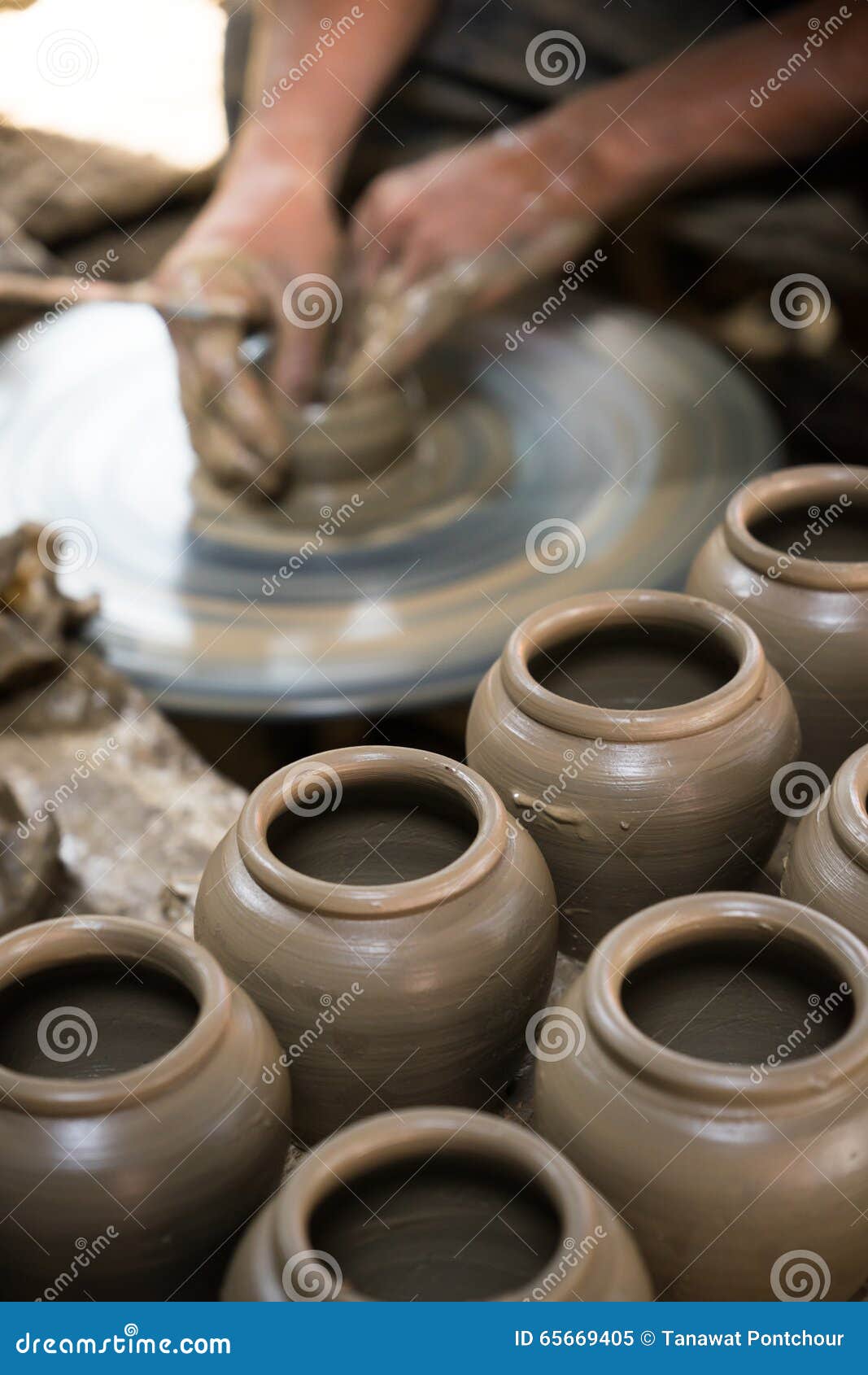 Making clay pot stock image. Image of handicraft, manufacturing - 65669405