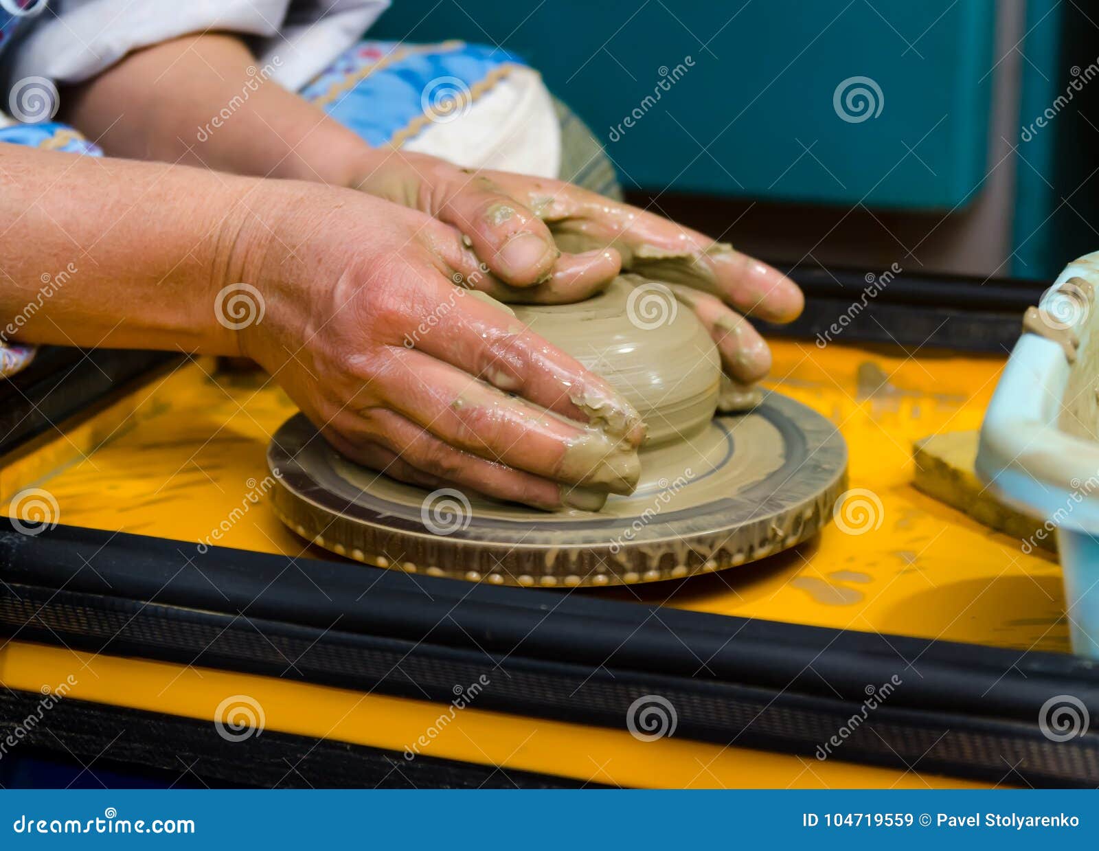 Making clay pots stock image. Image of molding, pressure - 104719559