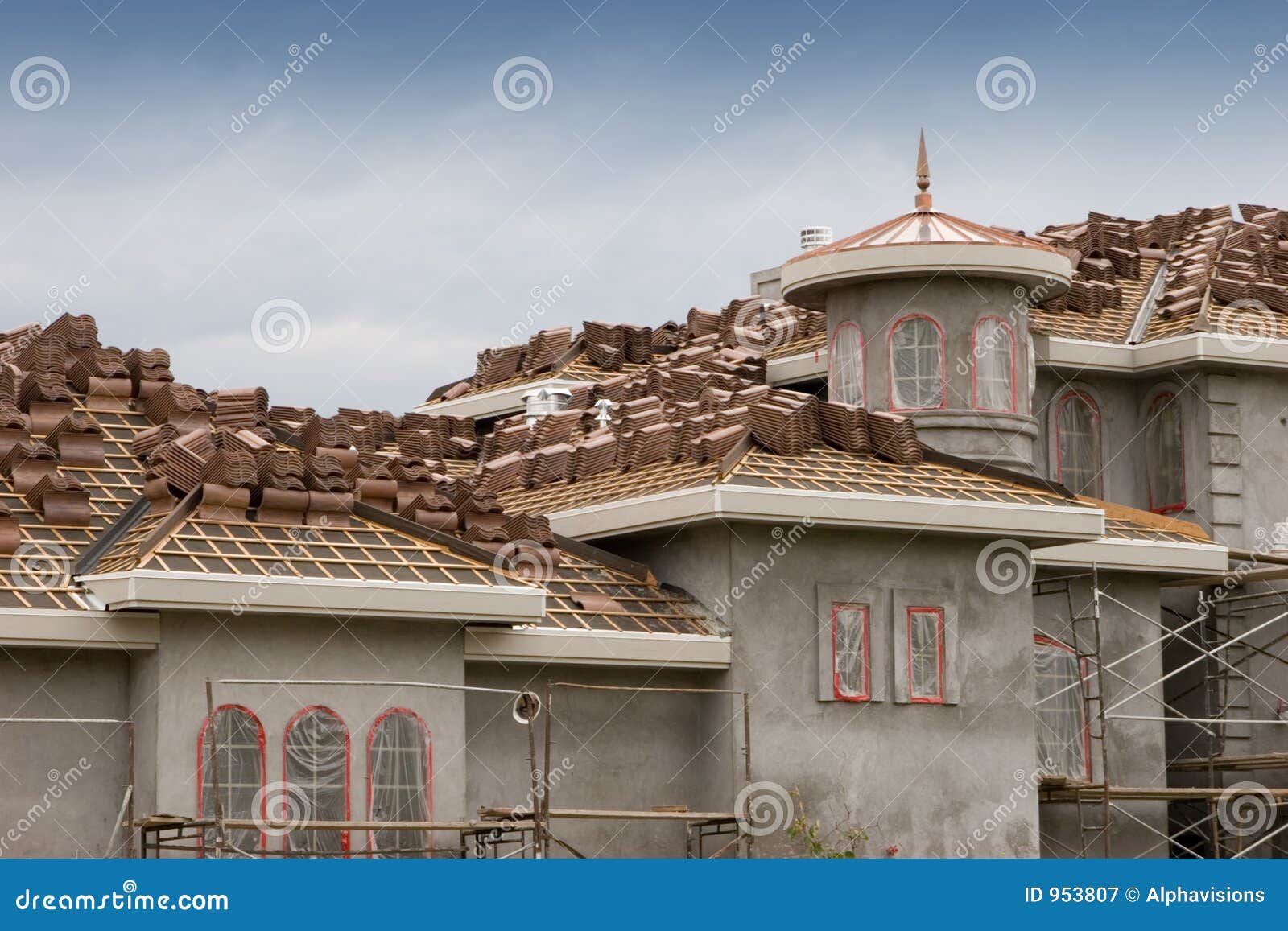 Red Clay Tile Roof On Old Farm House Background Royalty-Free Stock ...