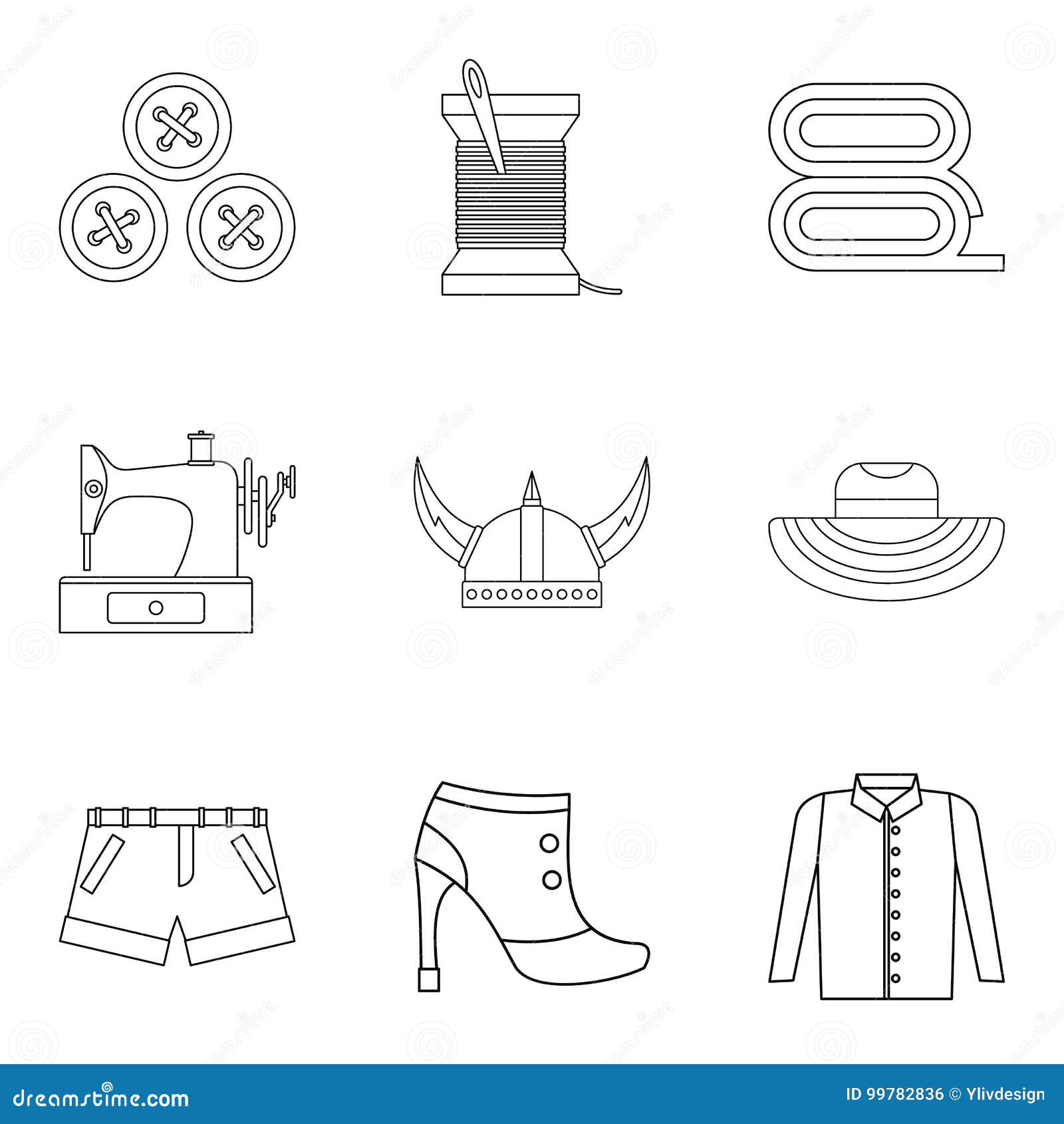Making of Clothes Icon Set, Outline Style Stock Vector - Illustration ...