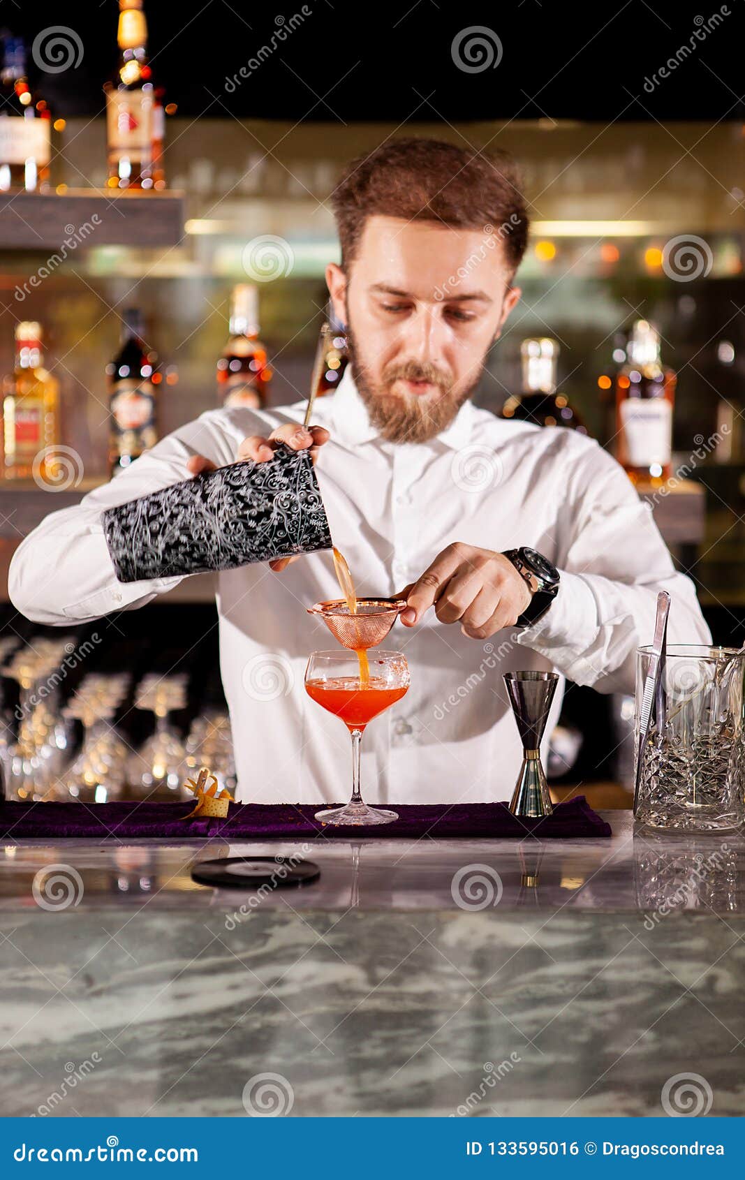 Making Cocktail at the Bar Counter Stock Photo - Image of barkeeper ...