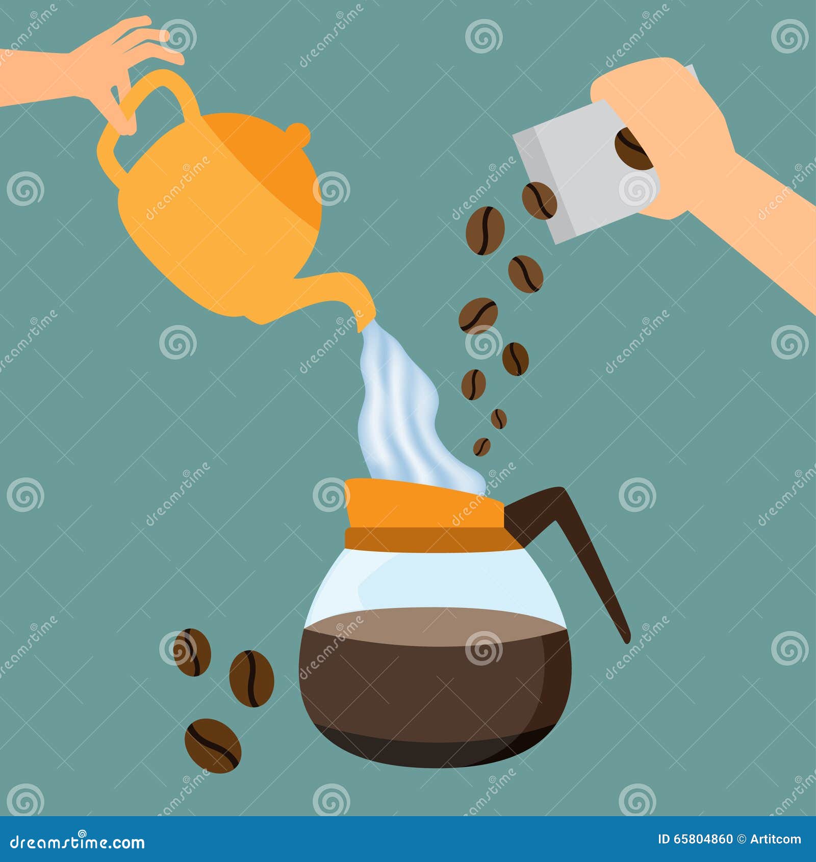 Making coffee concept. stock illustration. Illustration of steam - 65804860