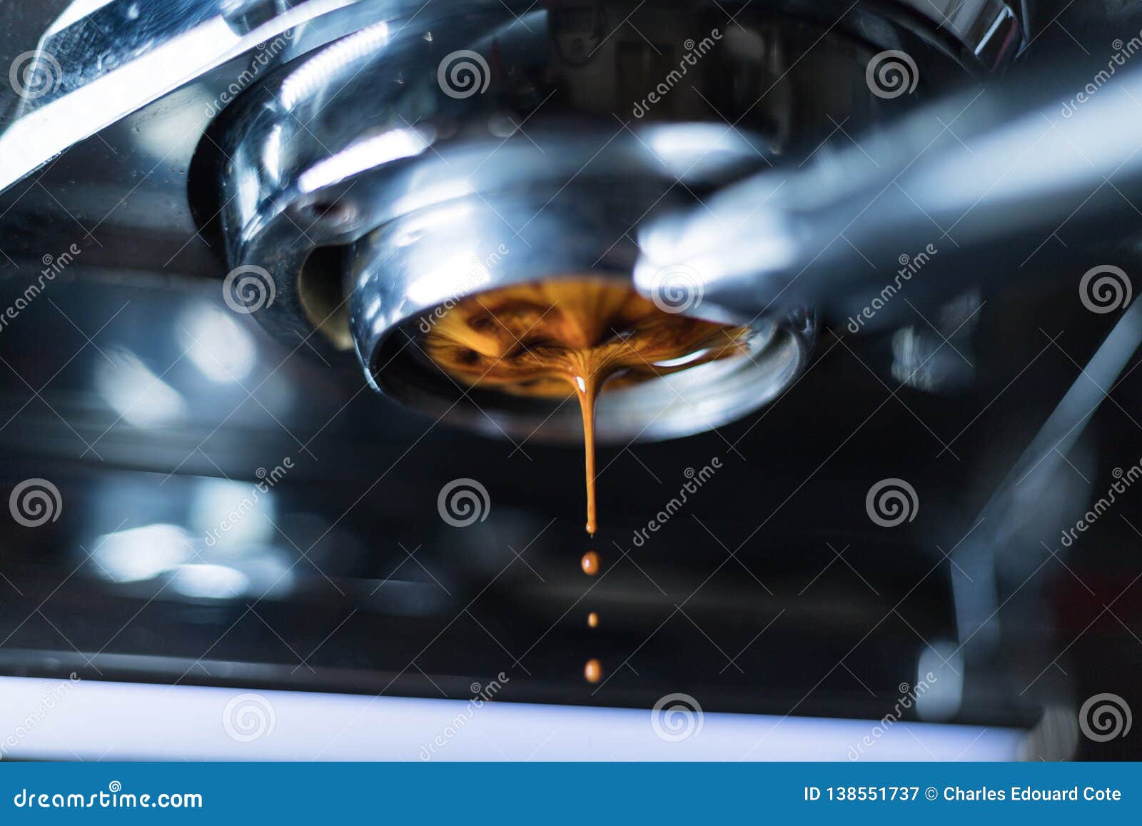 Making of Coffee Extraction from a Espresso Machine Stock Image - Image ...