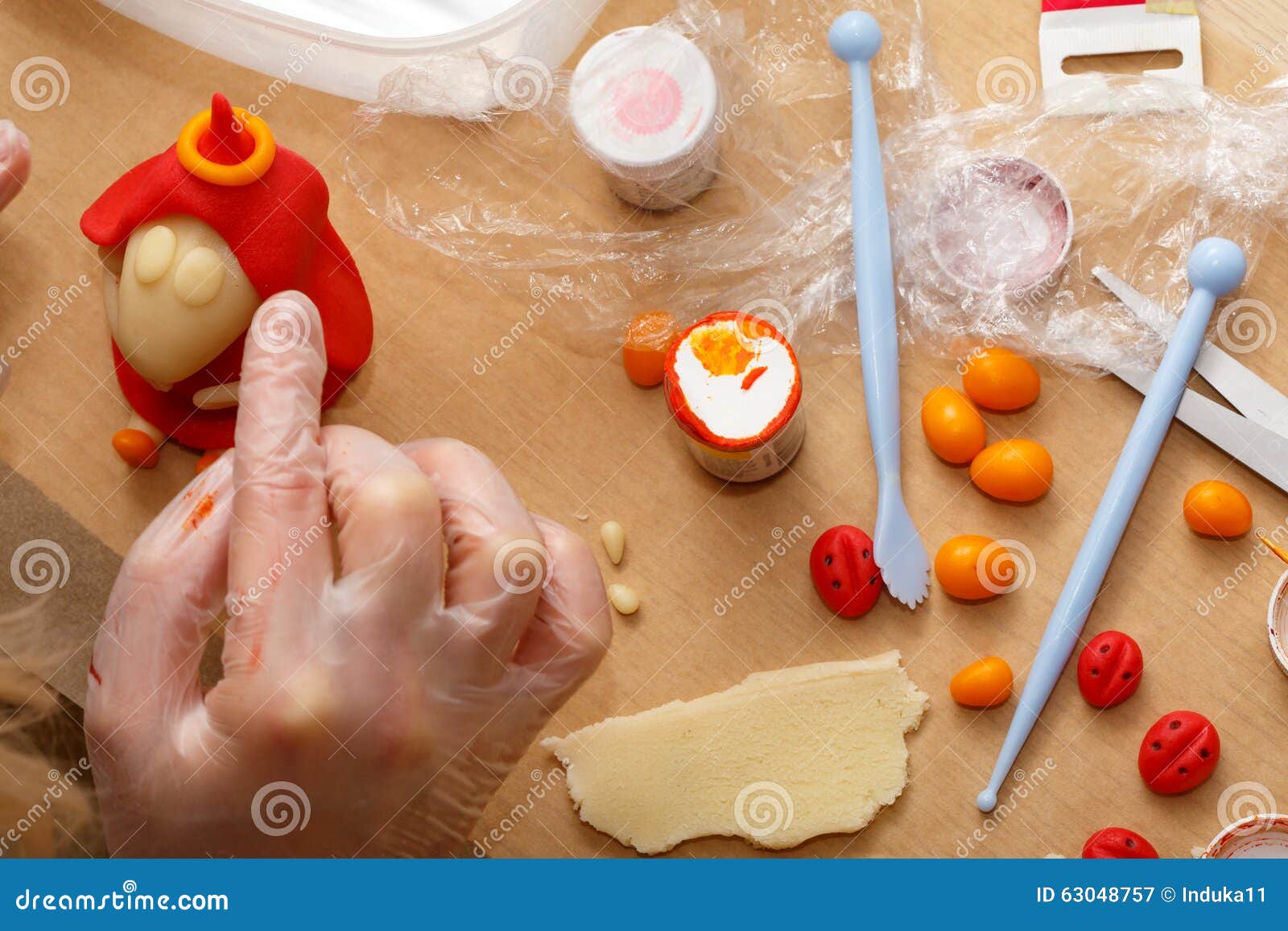 Making Colorful Marzipan Decoration Stock Image - Image of paint ...