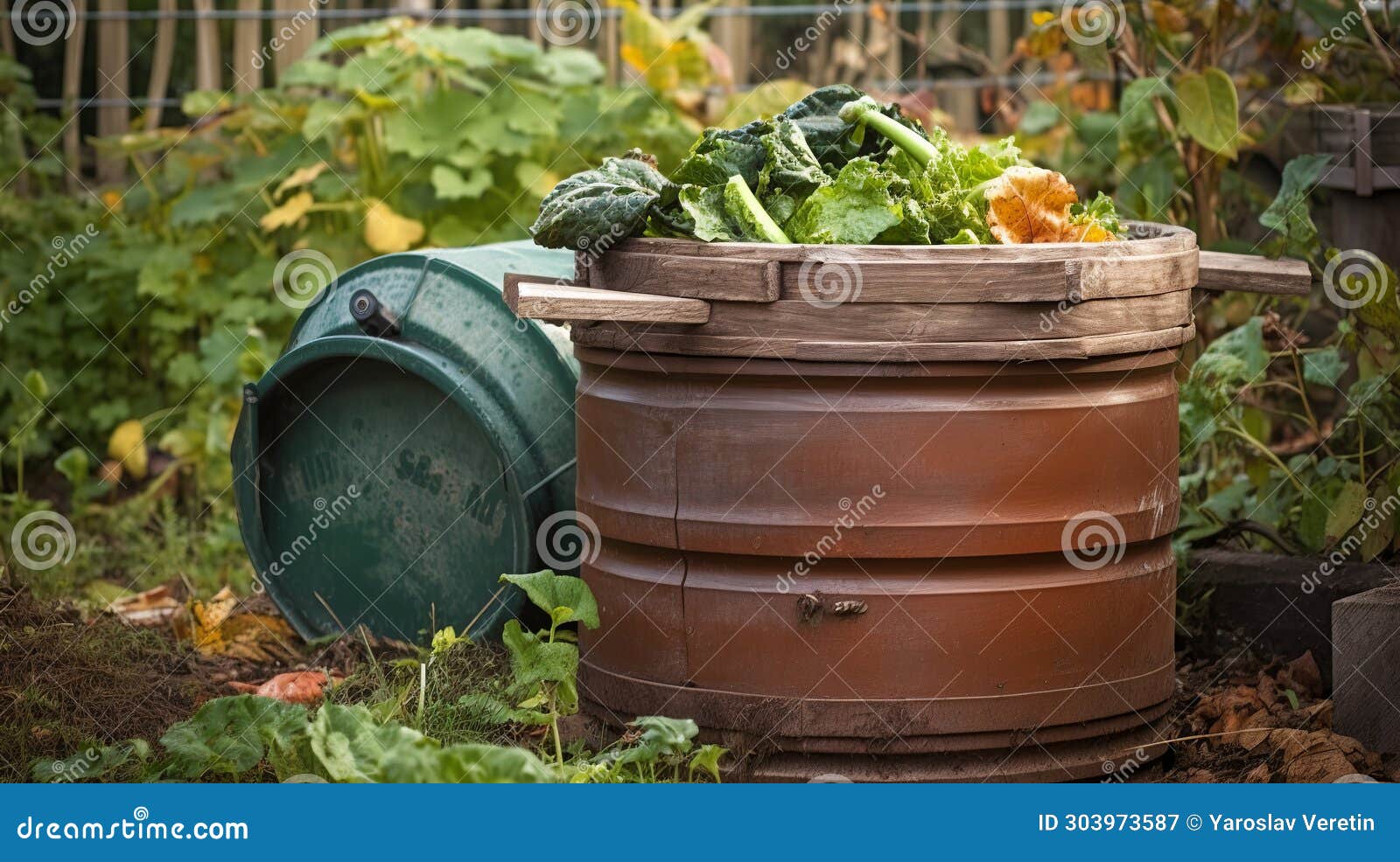 Making Compost from Organic Waste in the Garden. Compost Bin Stock ...