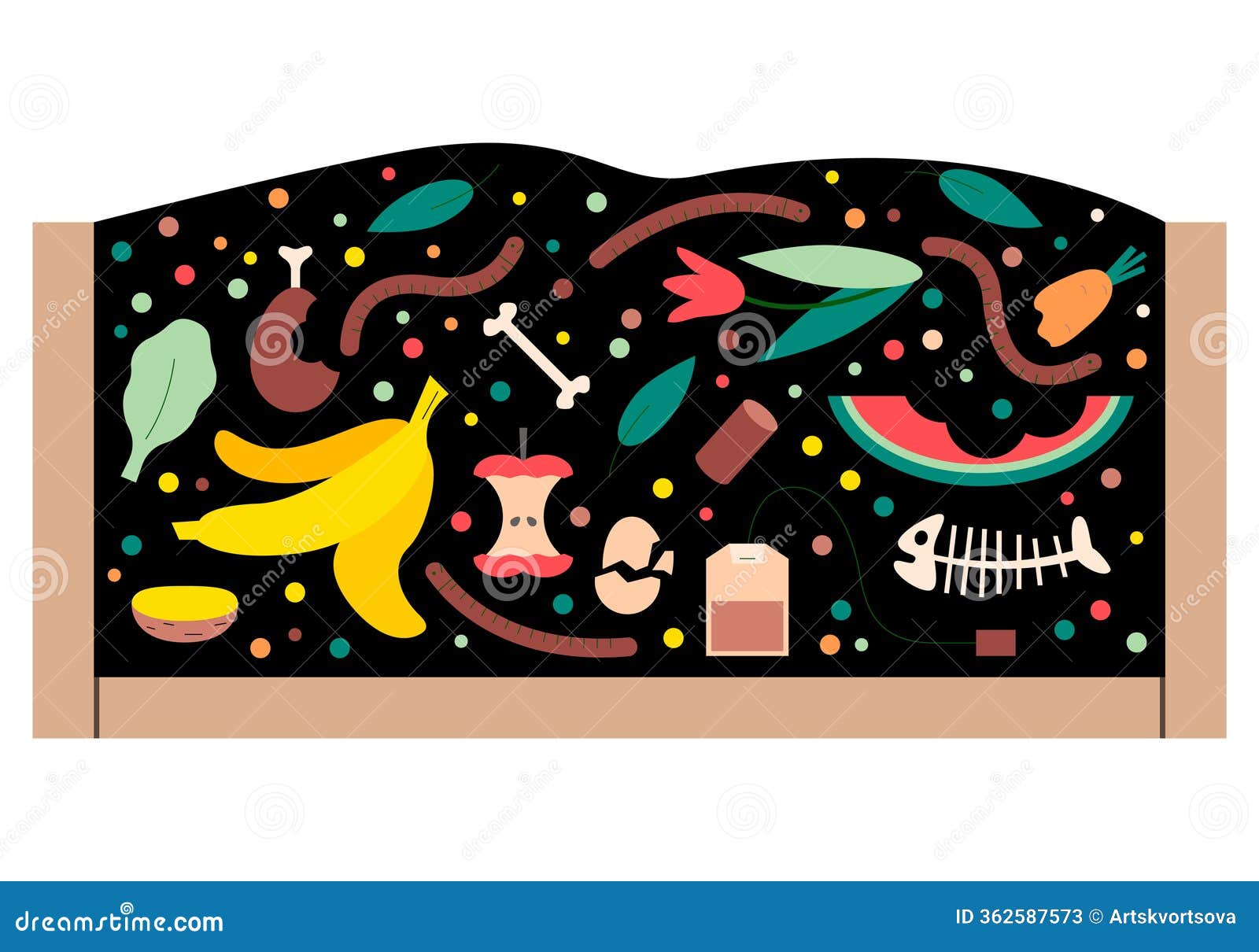 Compost Composting Flat Composition Cartoon Vector | CartoonDealer.com ...