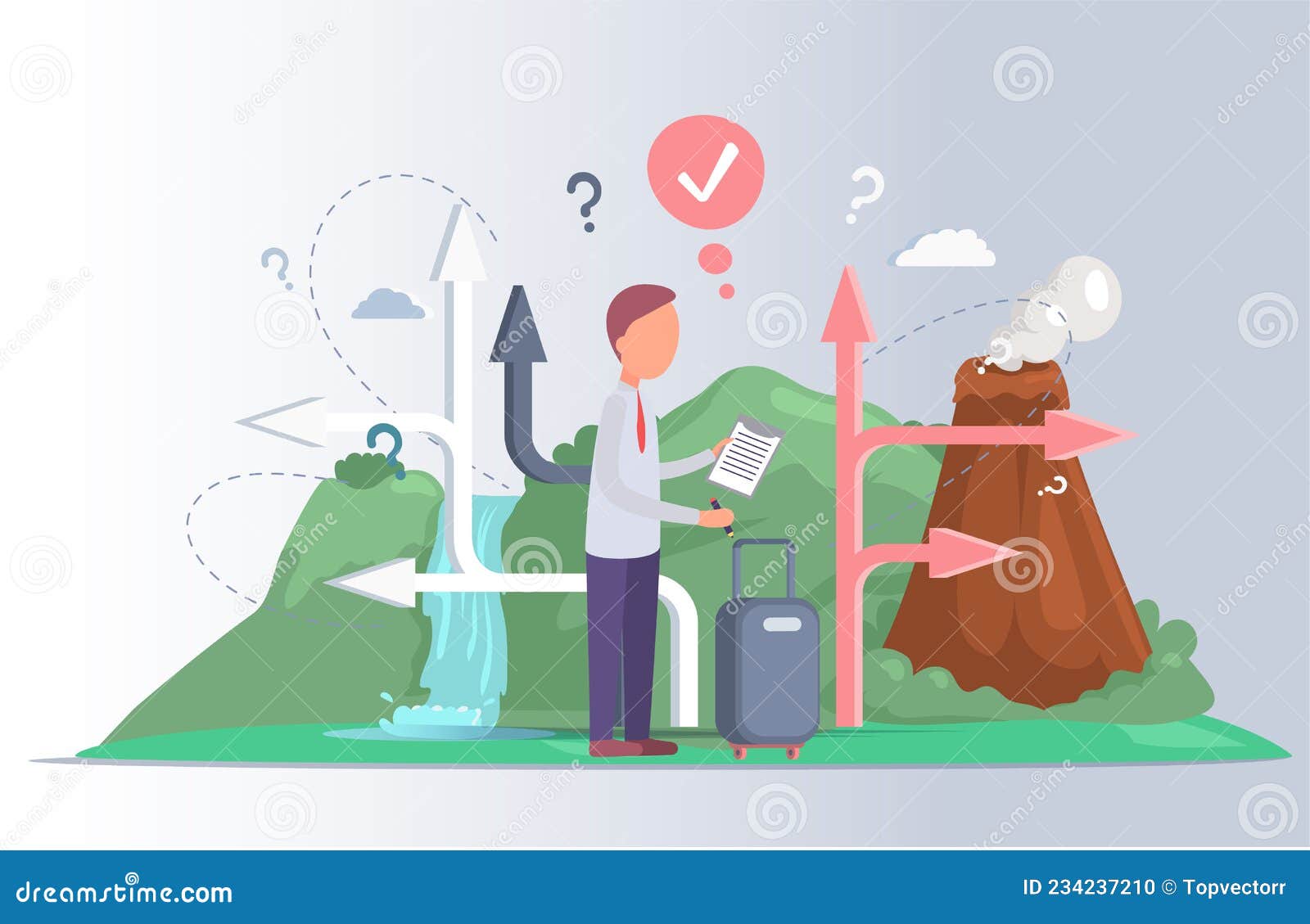 Making Confusion Choice of Path. Man Thought about Solution To Problem ...