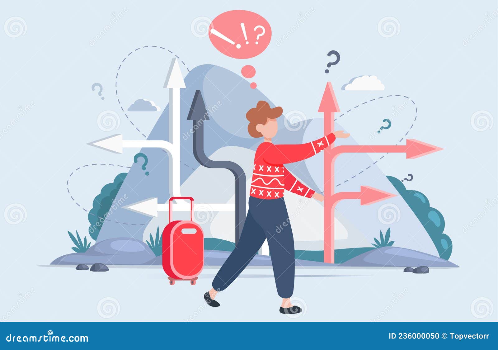 Making Confusion Choice of Path. Man Thought about Solution To Problem ...