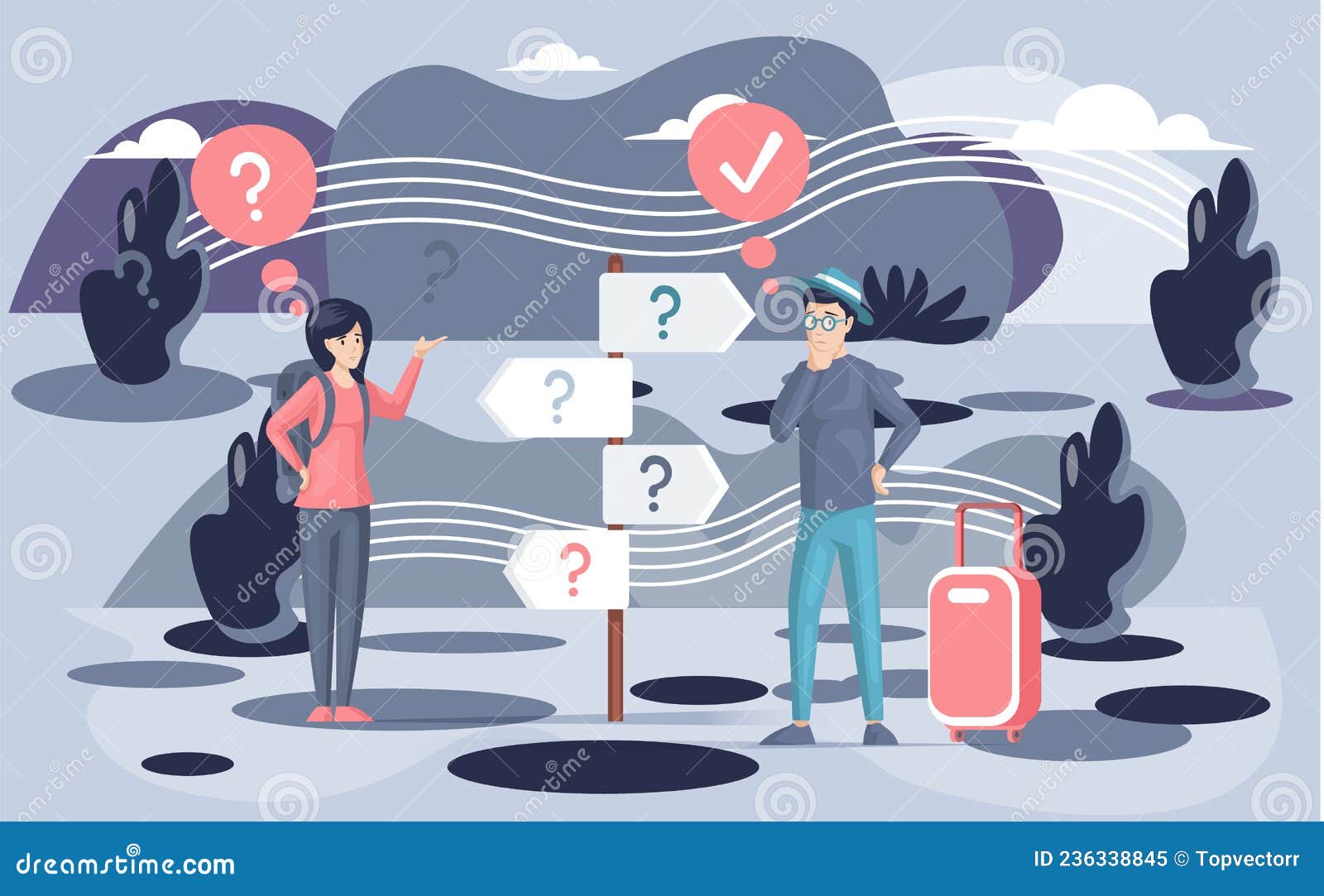 Making Confusion Choice of Path. Man Thought about Solution To Problem ...