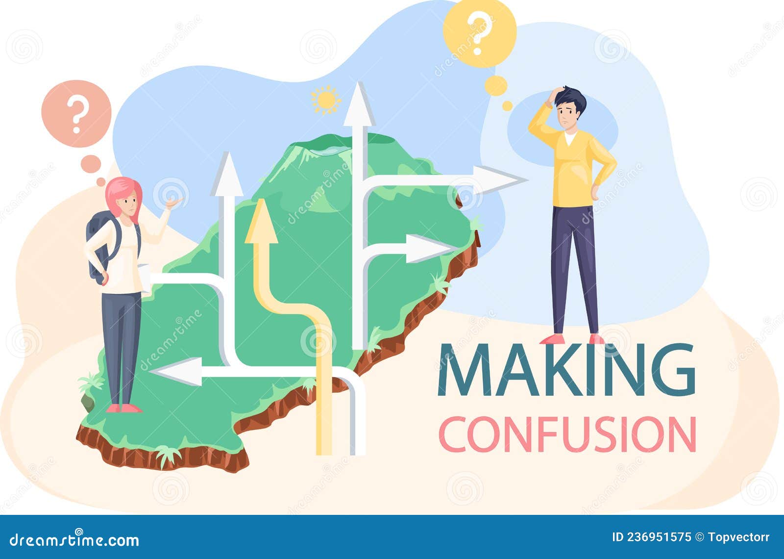 Making Confusion Choice of Path. Man Thought about Solution To Problem ...