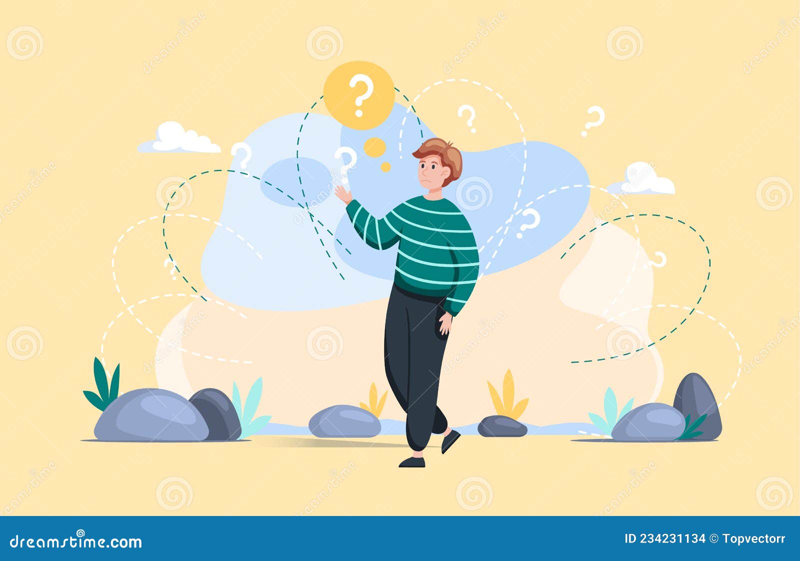 Making Confusion. Man Think about Solution To Problem Choose Options ...