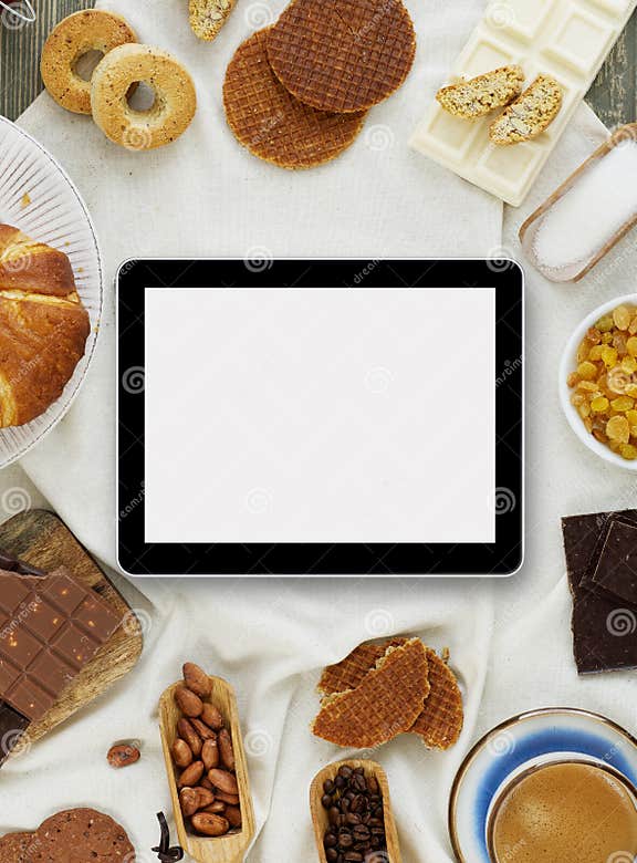 Making Cookies with a Digital Tablet Stock Photo - Image of angle ...