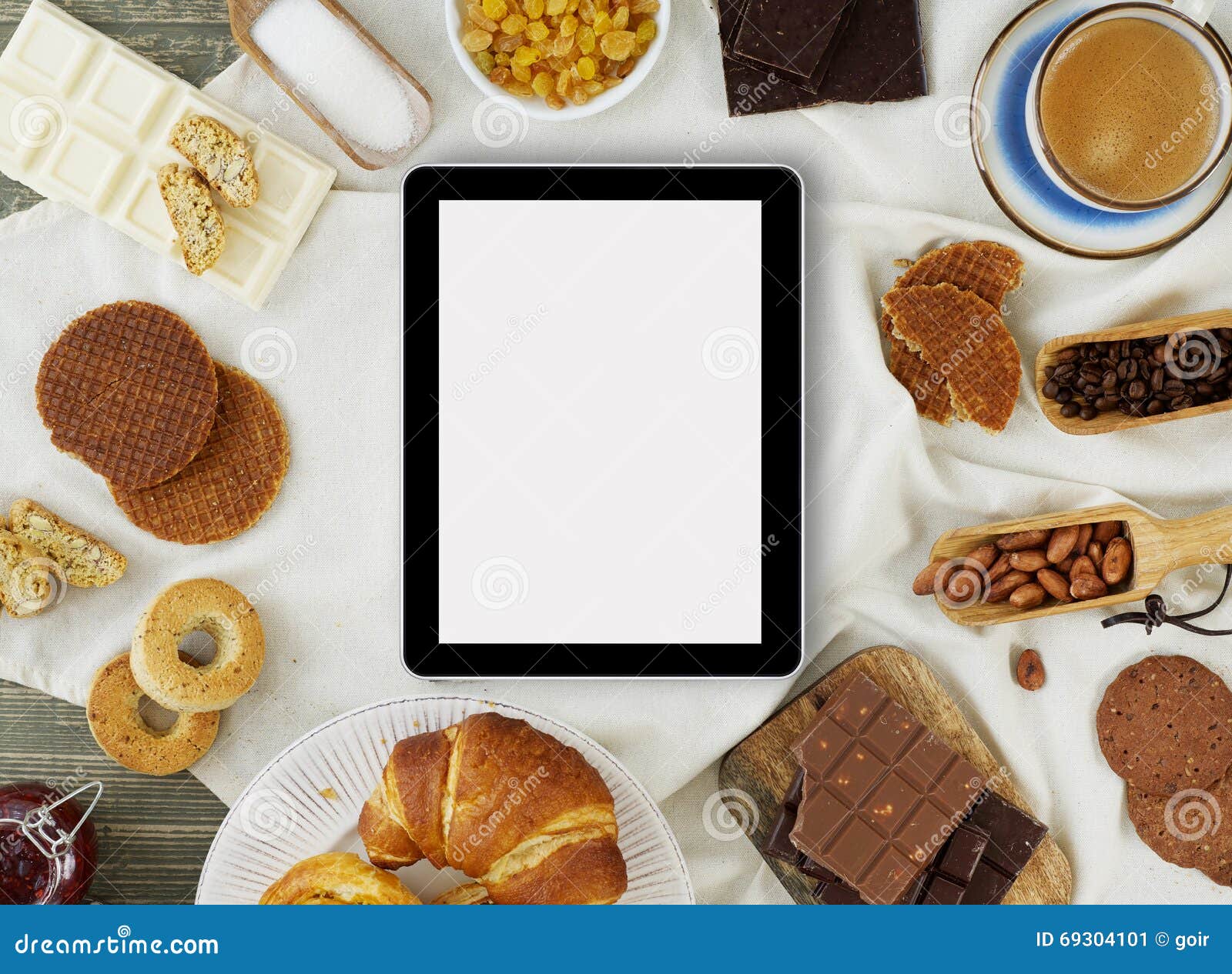 Making Cookies with a Digital Tablet Stock Image - Image of desert ...