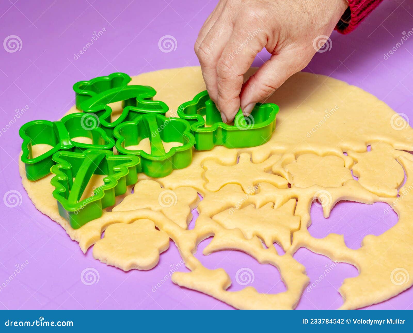 Making Cookies in the Form of Various Figures. Woman Confectioner with ...