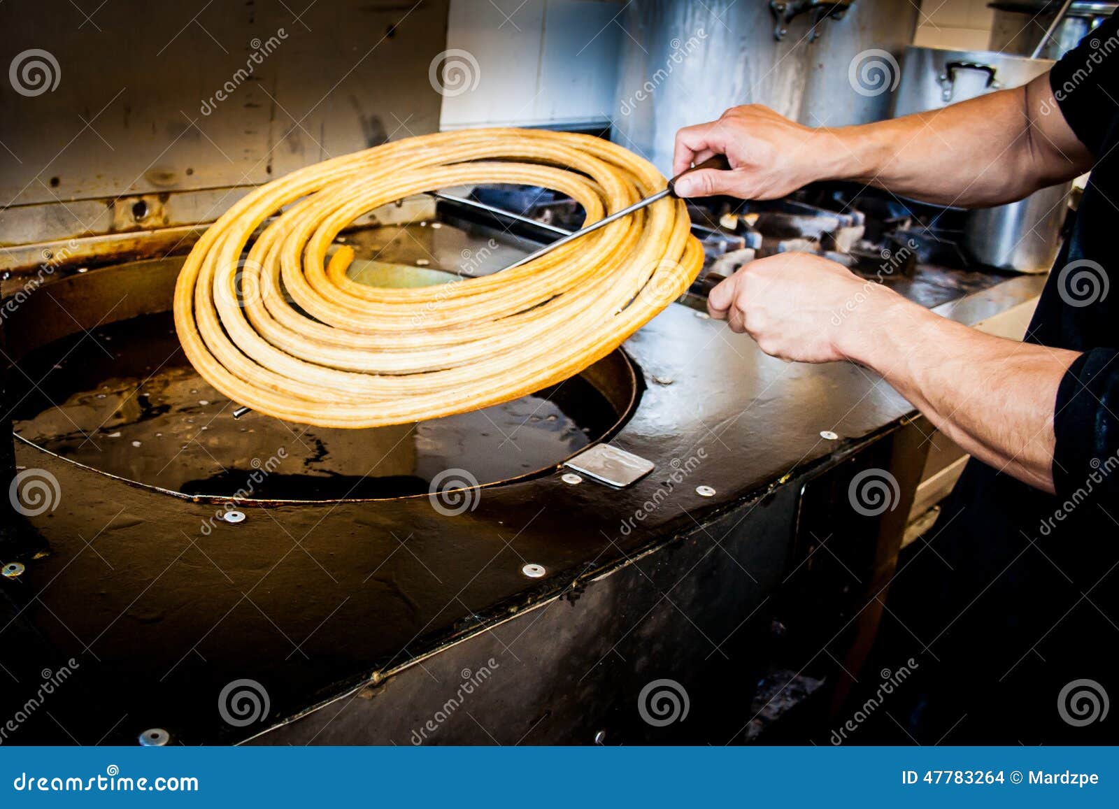 Making Cooking of Spanish Churros Churreria Stock Photo - Image of ...
