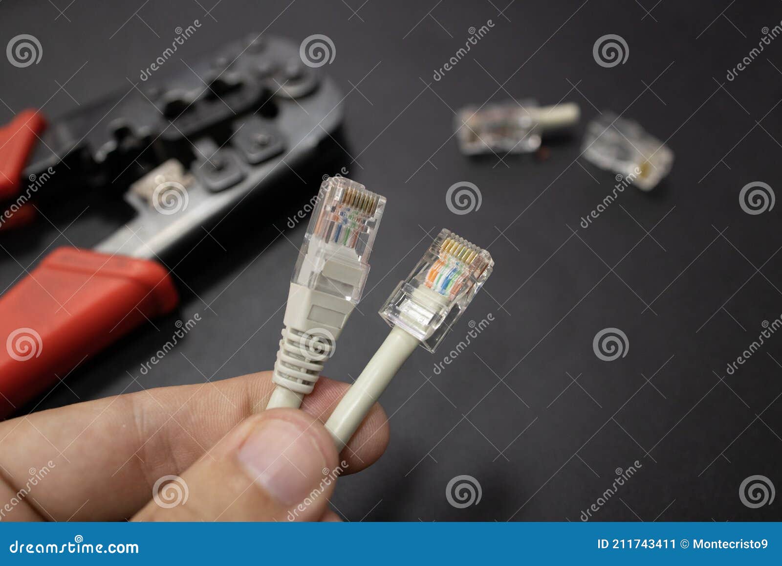 Making Crimp for Ethernet Network Rj45 Wire with Crimping Tool. Step by ...