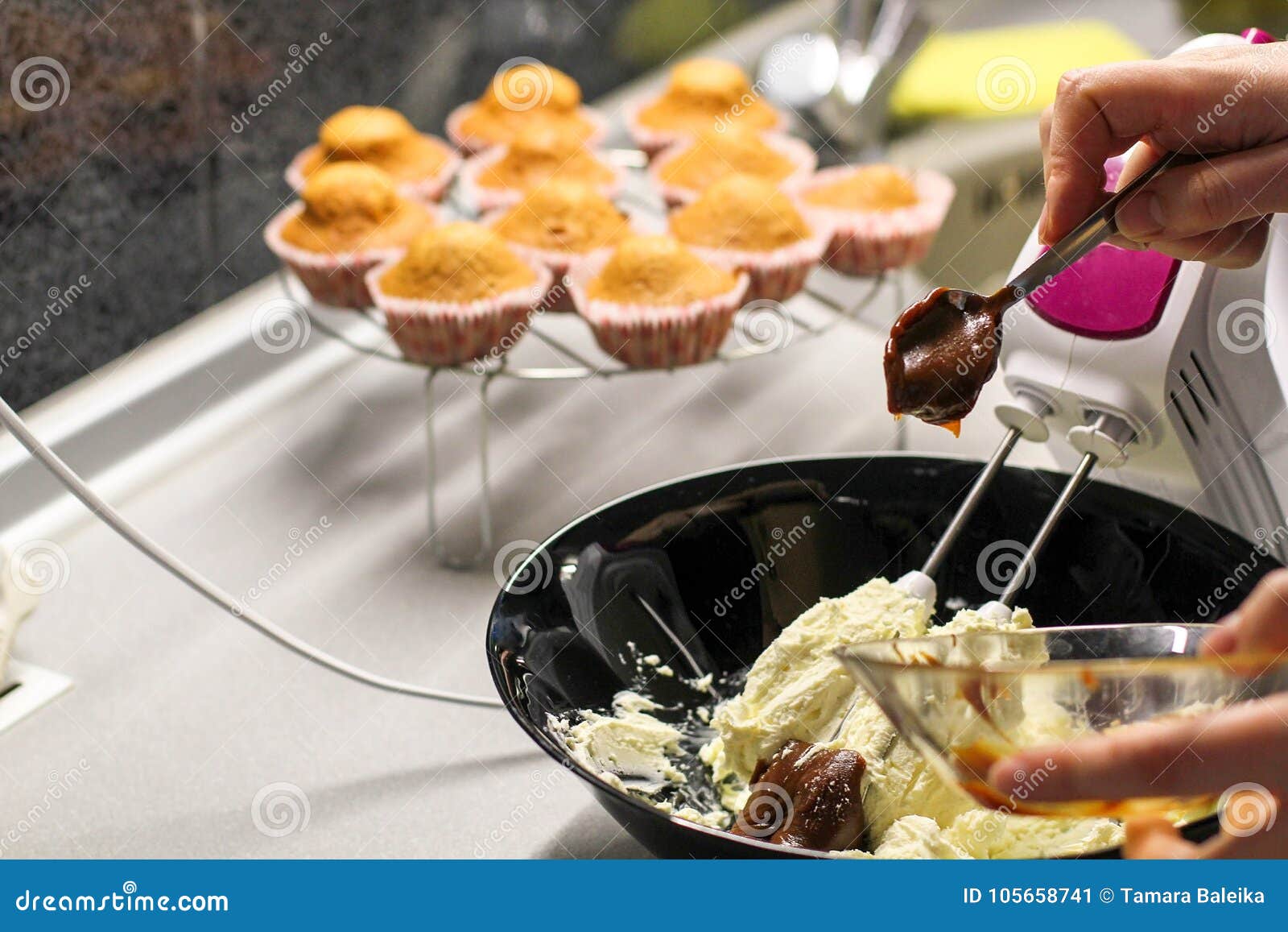 Making Cupcakes. Photo of Process. Homemade Muffins Stock Image - Image ...