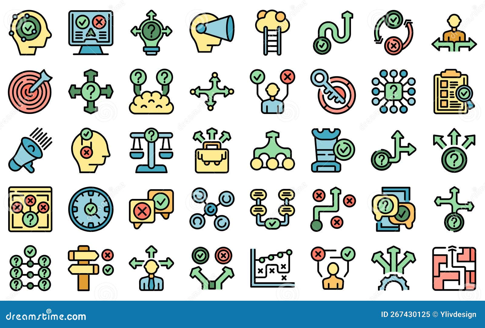 Making Decisions Icons Set Vector Flat Stock Vector - Illustration of ...