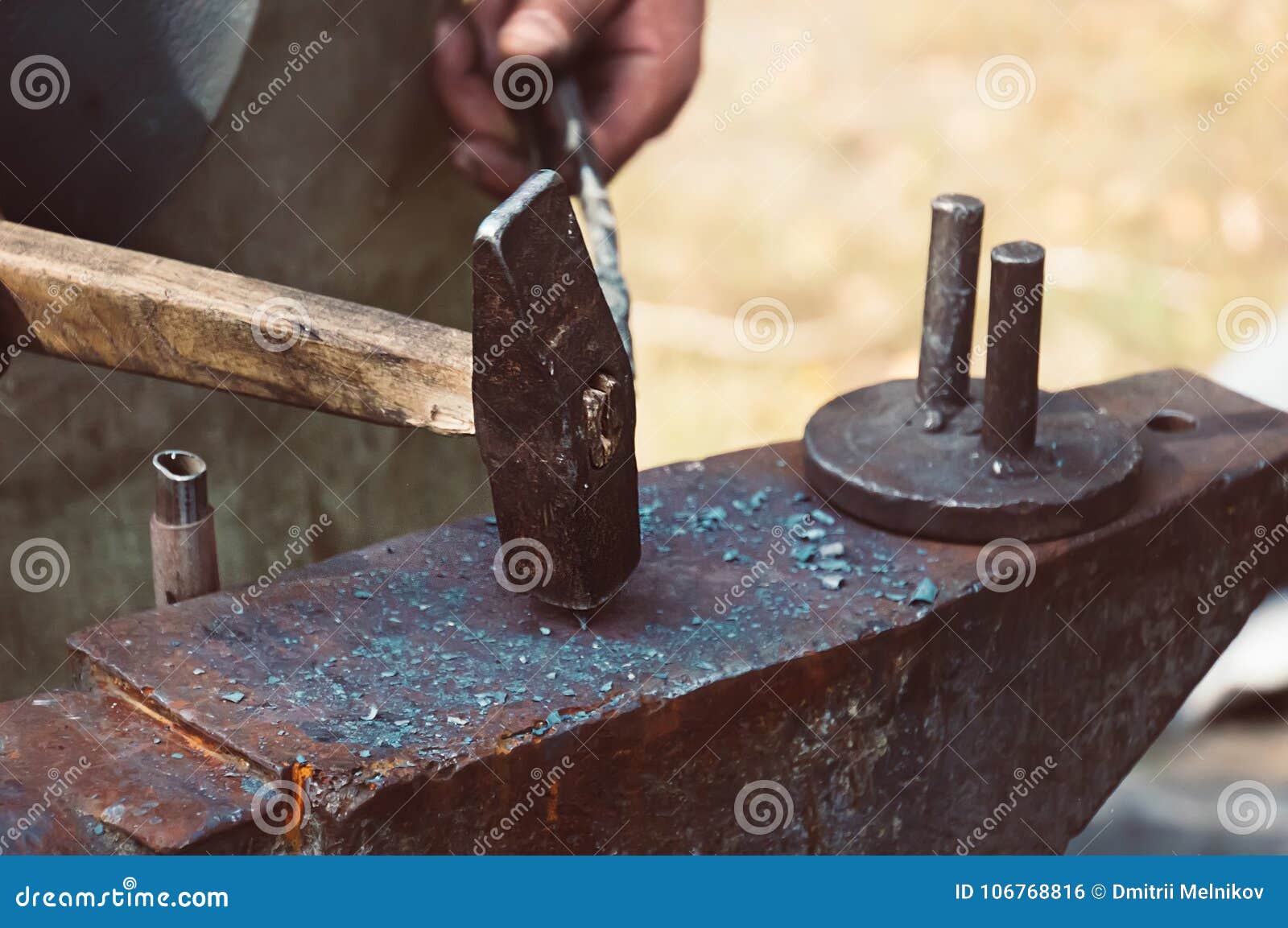 Making a Decorative Element in the Smithy on the Anvil Stock Photo ...
