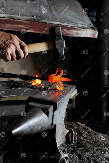 Making a Decorative Pattern on the Anvil Stock Image - Image of motion ...