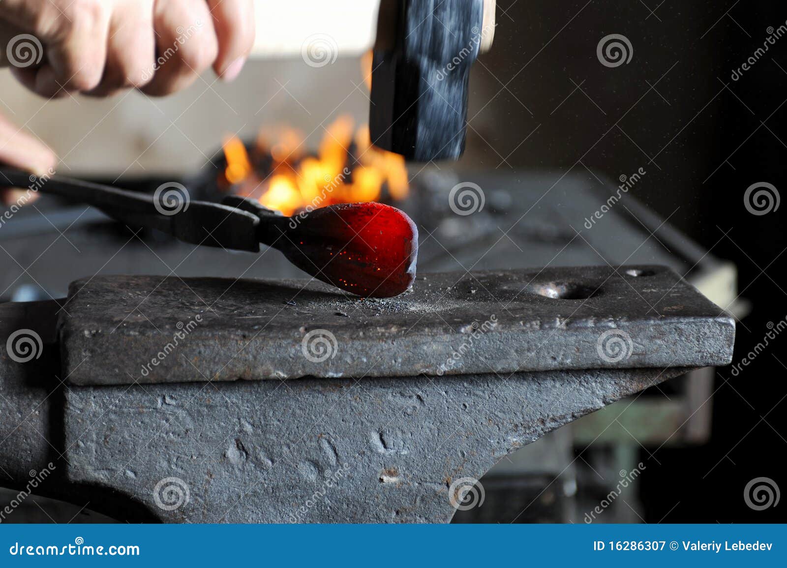 Making a Decorative Pattern on the Anvil Stock Image - Image of farrier ...