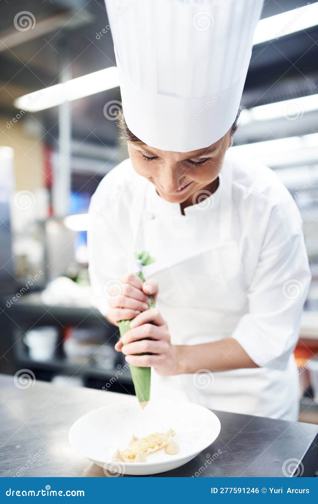 Making Desert a Work of Art. a Chef Preparing Dessert in a Professional ...