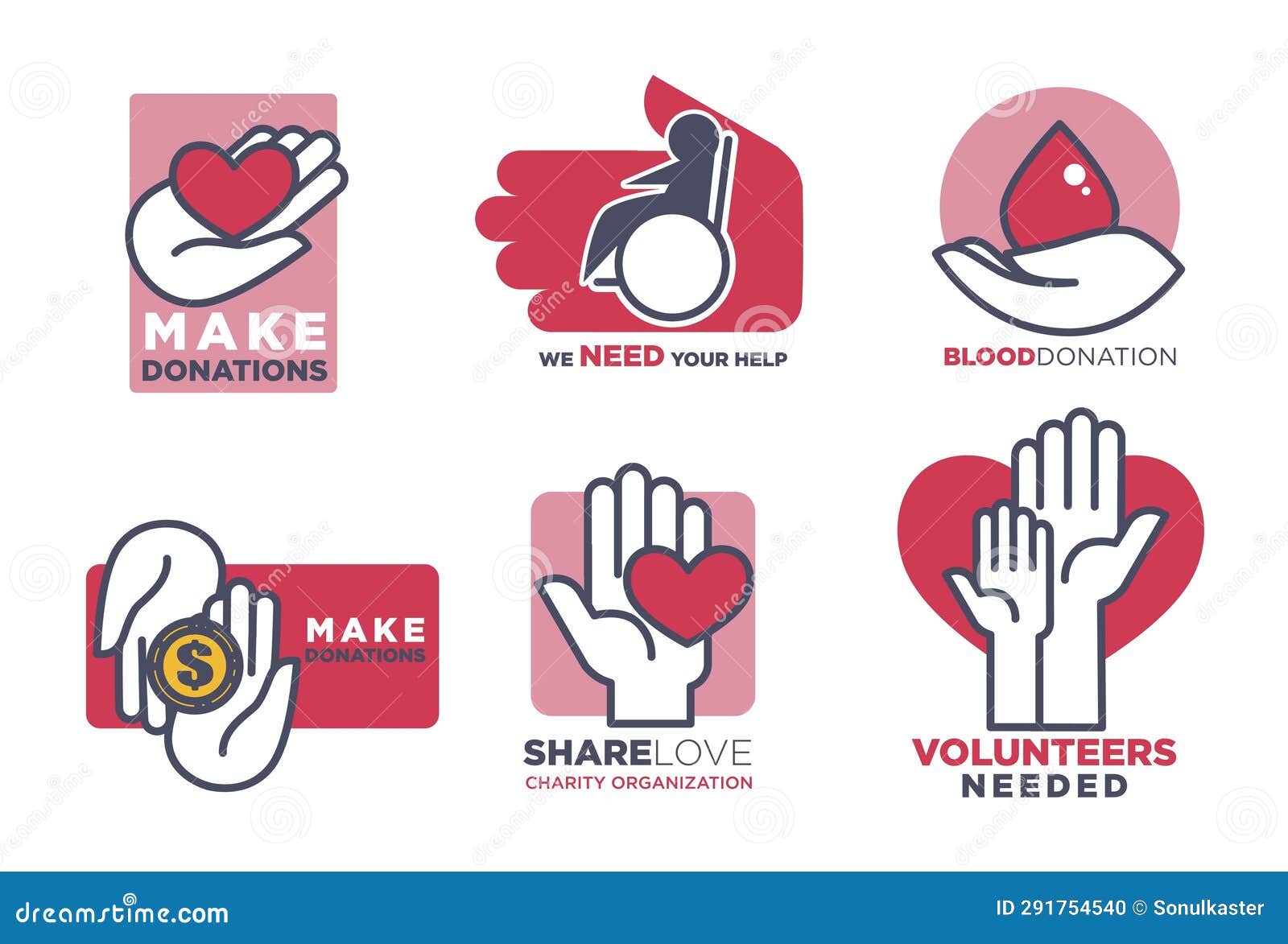Making Donations and Volunteering Banners Vector Stock Vector ...