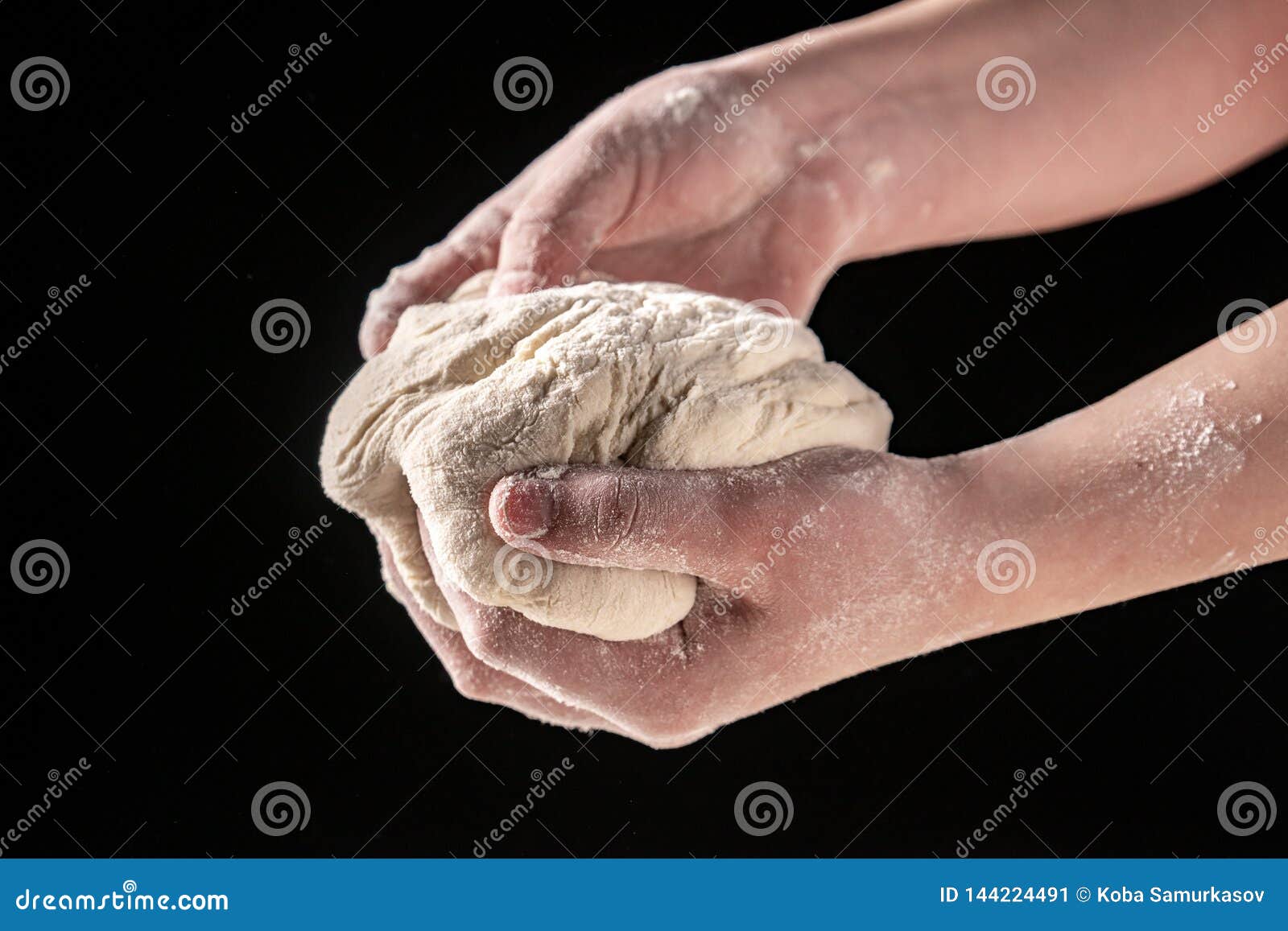 Making Dough by Female Hands at Bakery Stock Image - Image of cooking ...
