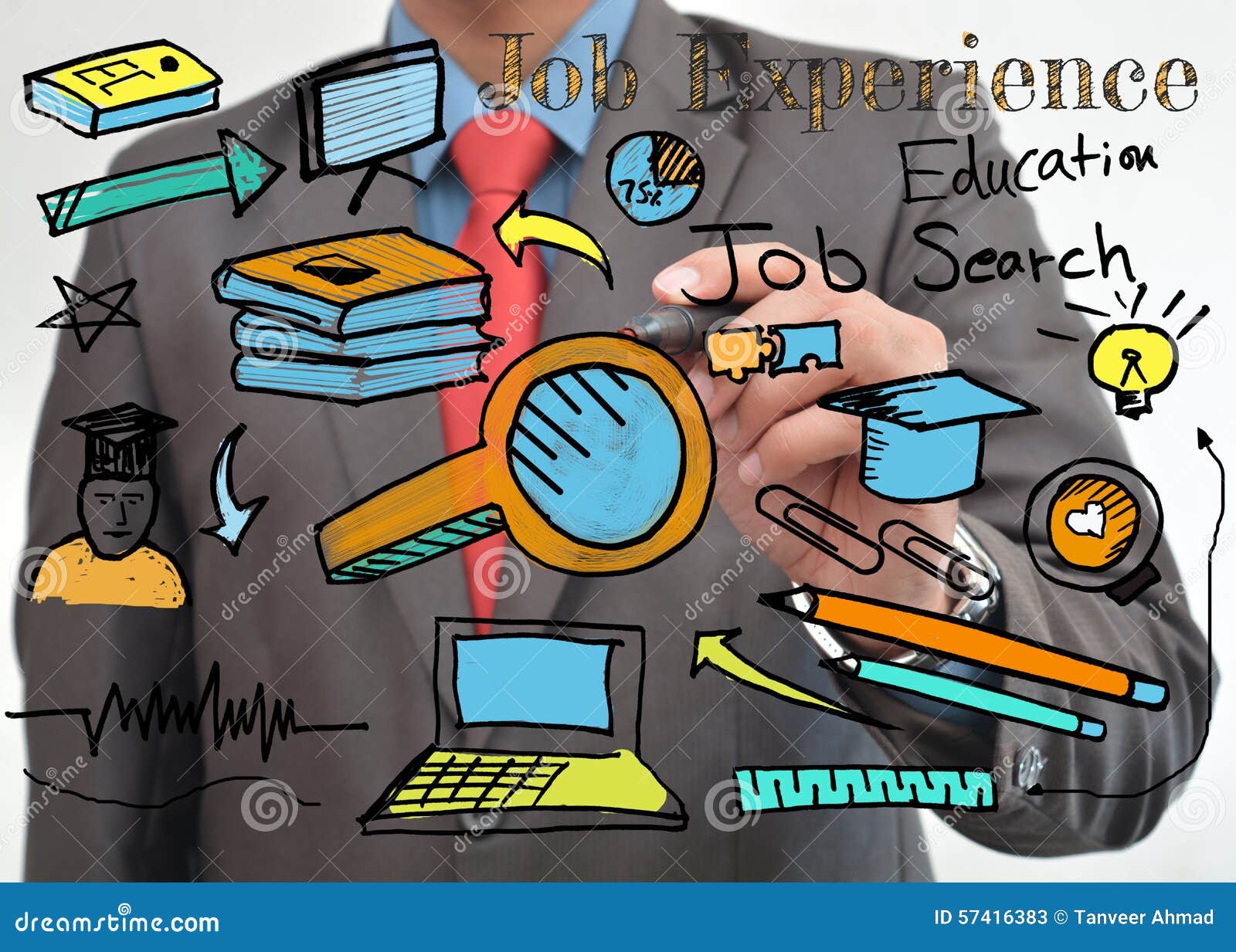 Making Drawing of Job Search Graphic Stock Image - Image of classroom ...