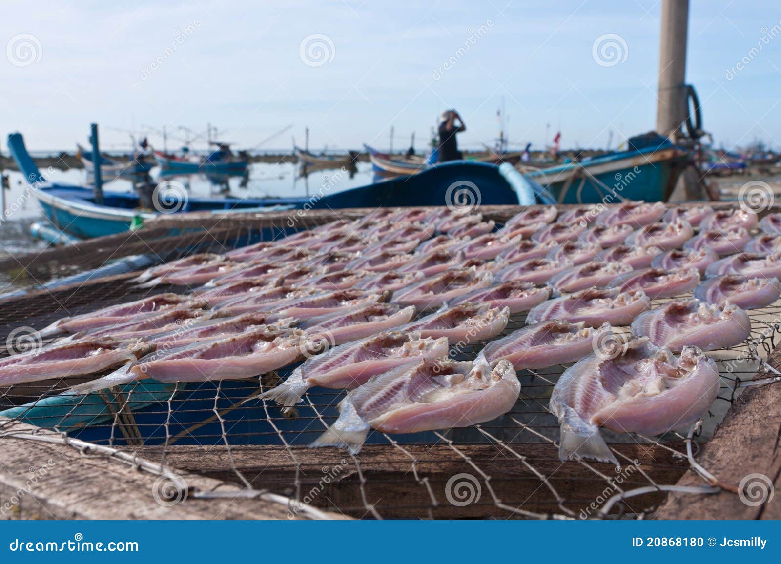 Making Dried Fish by the Beach Stock Photo - Image of prepared, salted ...