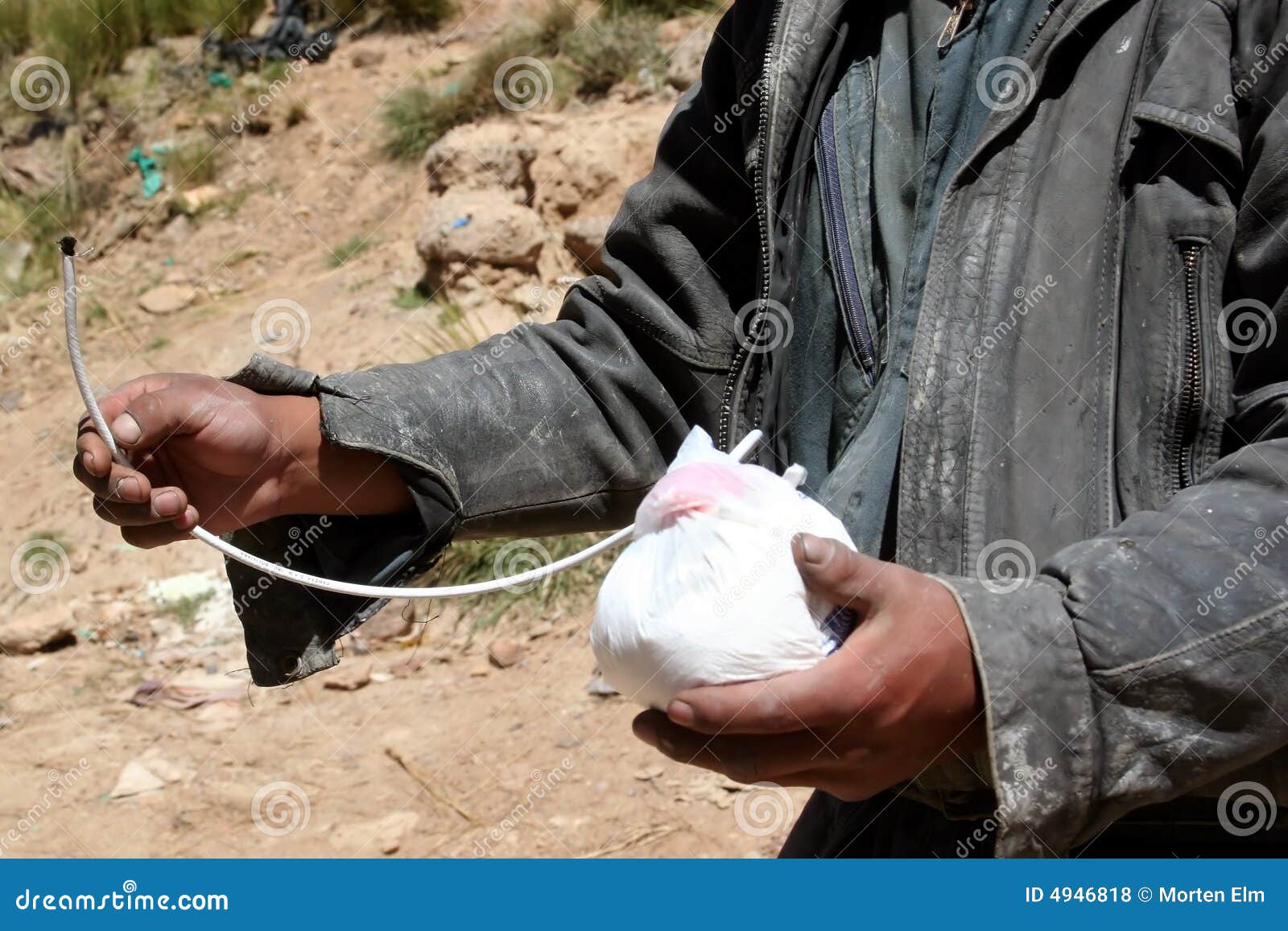 Making the Dynamite Ready for Explosion Stock Photo - Image of potosi ...