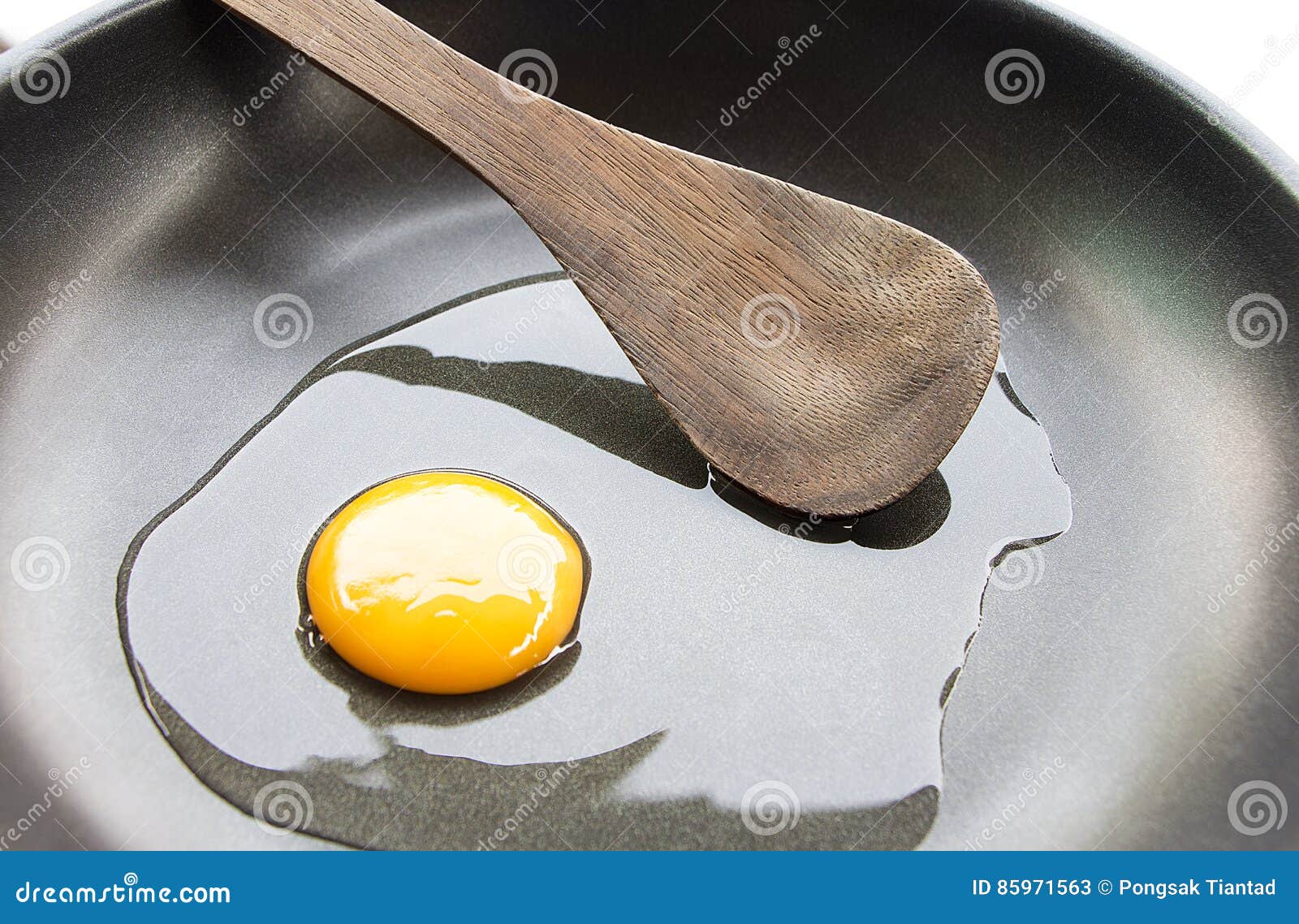 Making Eggs in a Saucepan and Wooden Ladle Stock Image - Image of macro ...